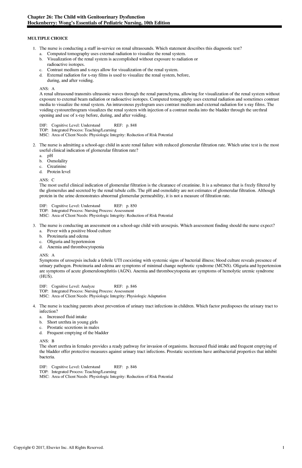 Revised Title: Exam View - CH26 Practice Qs & Rationales in Pediatric ...