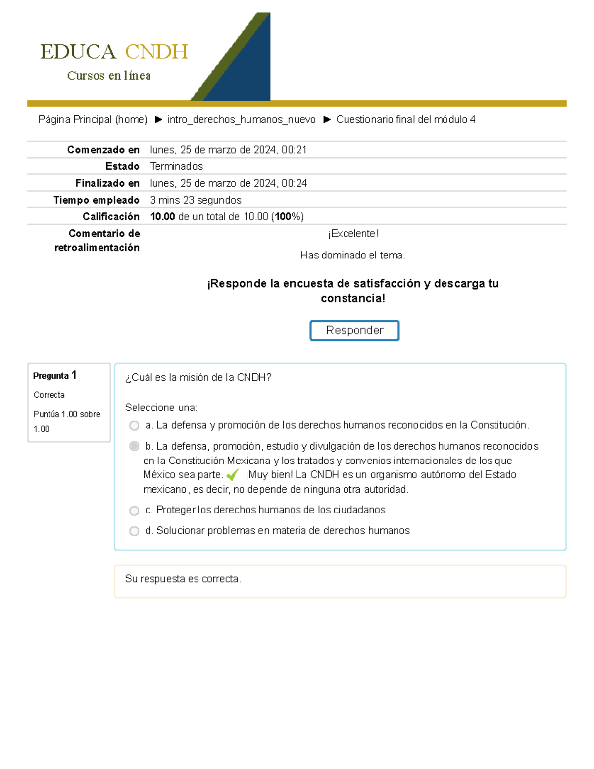 Cuestionario Final Módulo 4 - Derechos Humanos (EDUCA CNDH) - Studocu