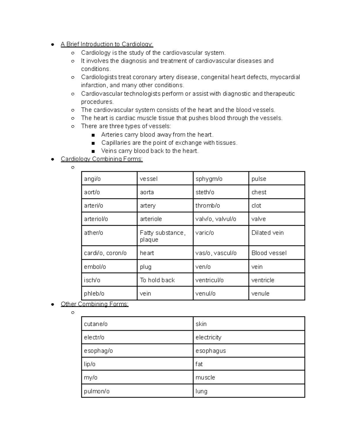 Ch 7 Cardiovascular System Guided Lecture Notes - Studocu