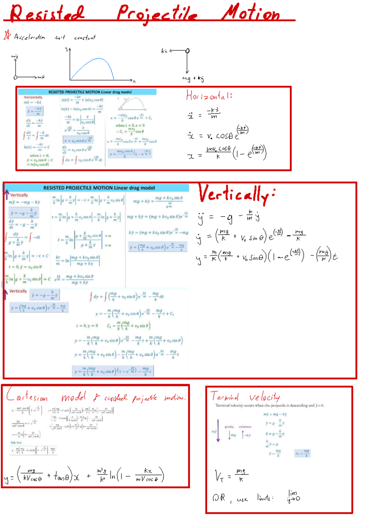 Ext 2 projectile motion summary notes - Resisted Projectile Motion ...