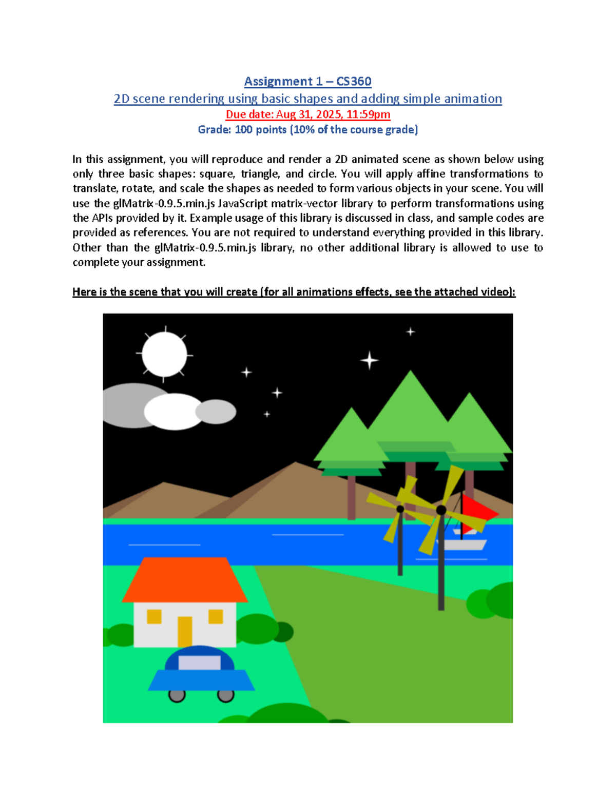 Assignment 1 CS360: 2D Scene Rendering & Animation Techniques - Studocu