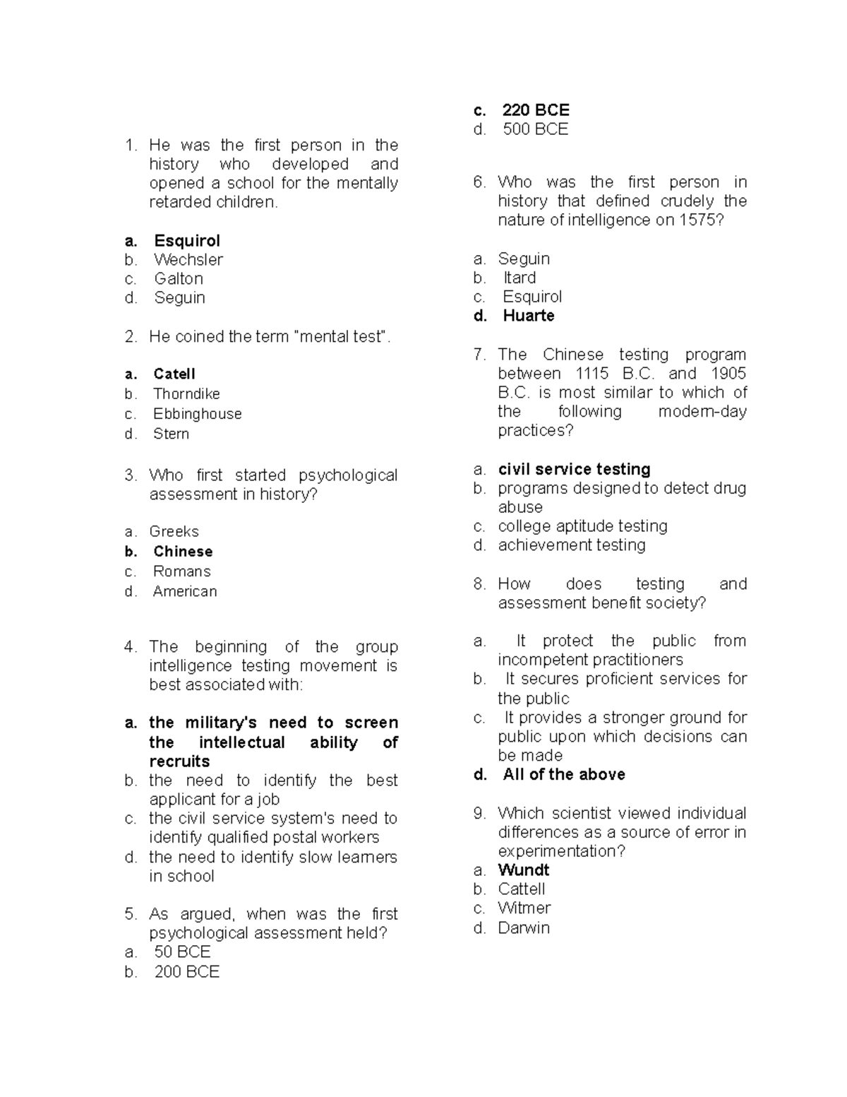 Psychological Assessment Exam Q&A - 15 June 2018 - Studocu