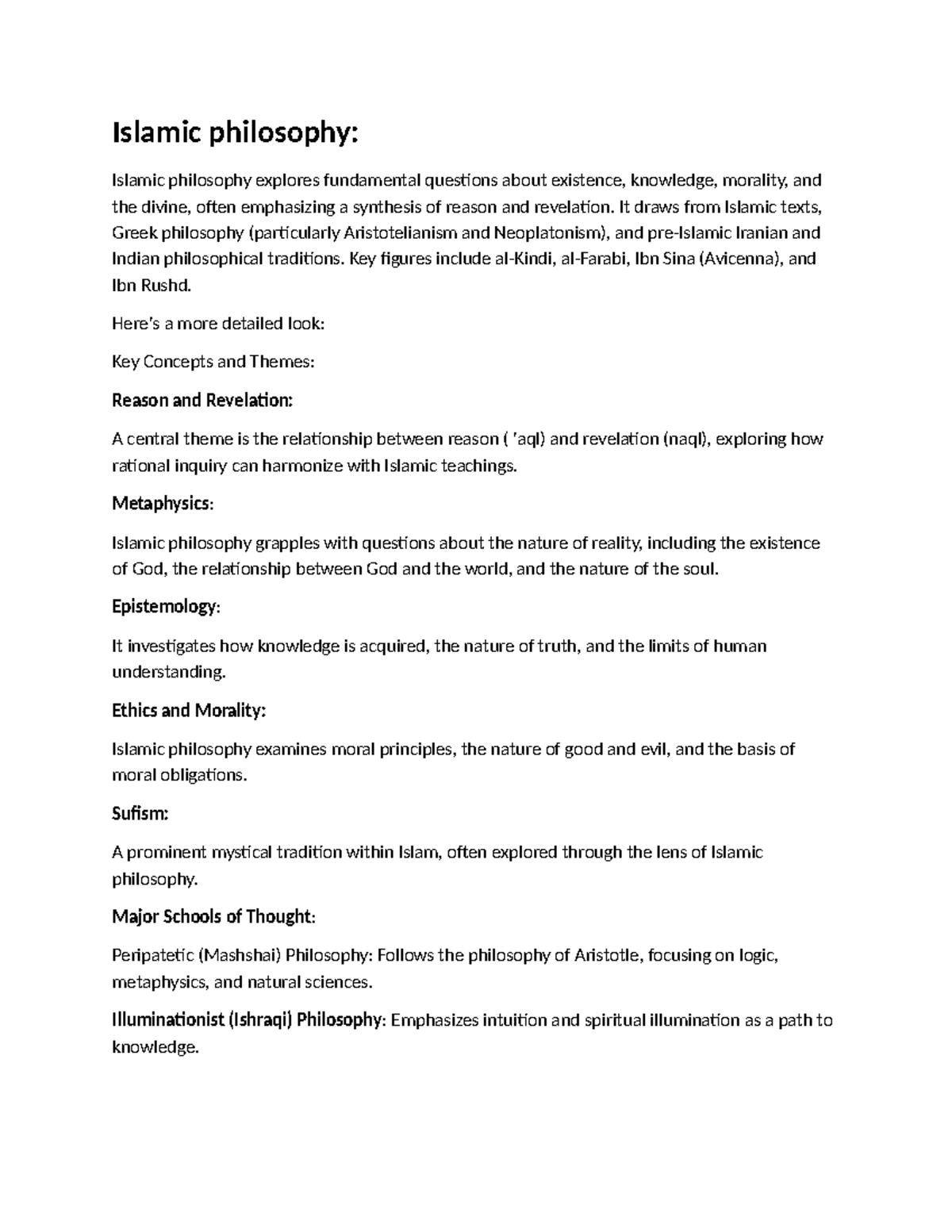 Islamic Philosophy Overview - MPhil Education - Studocu