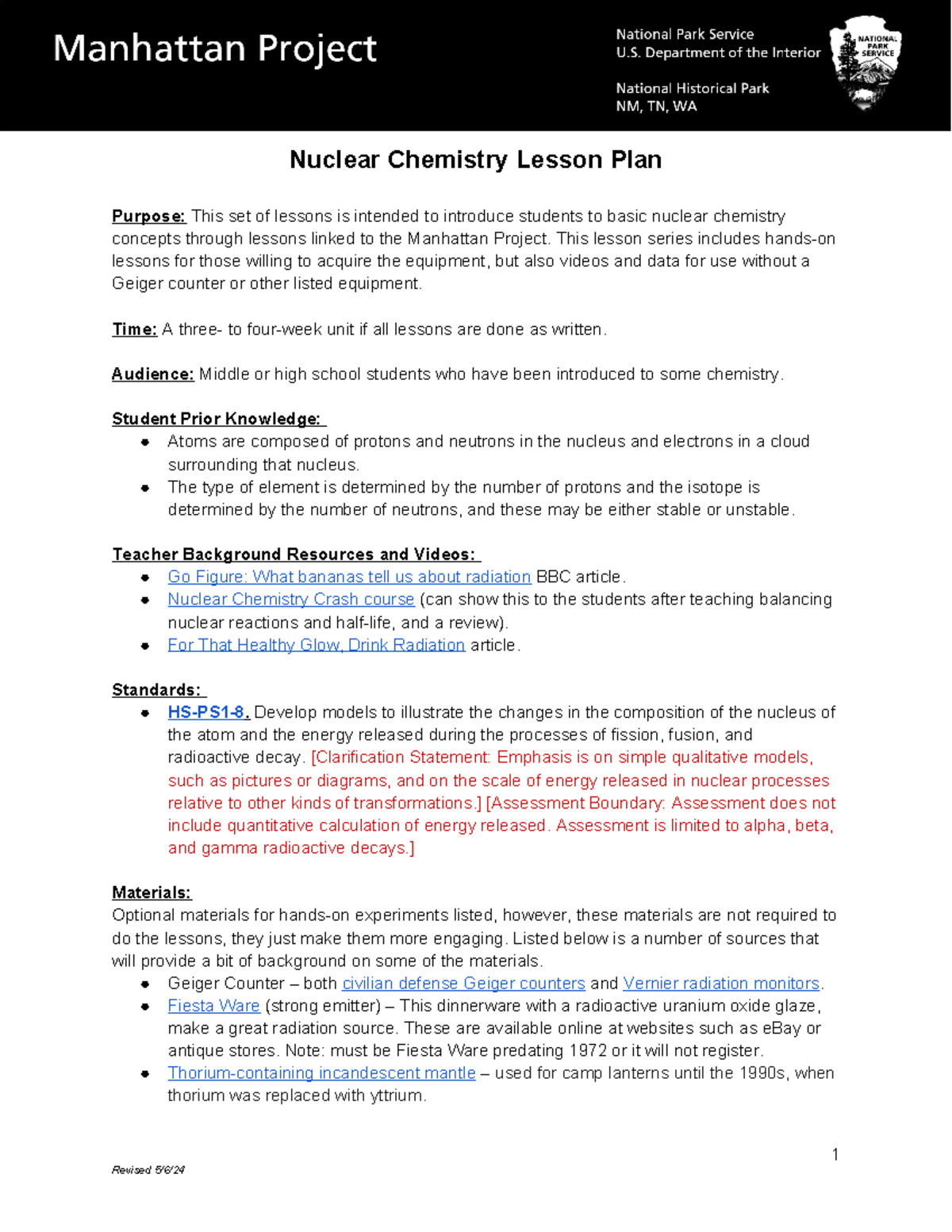 00 Nuclear Chemistry Lesson Plan - Nuclear Chemistry Lesson Plan ...