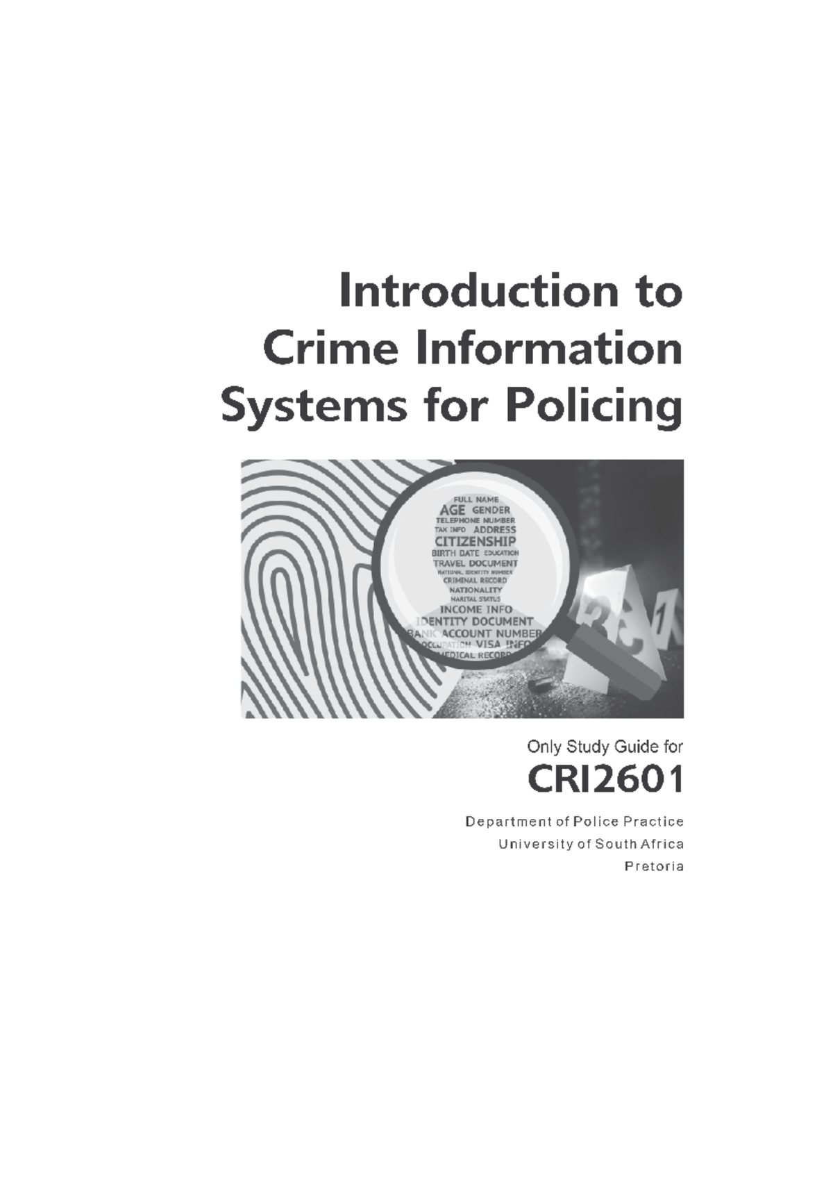 CRI2601 Crime Prevention Operations: Study Unit Overview and Outcomes ...