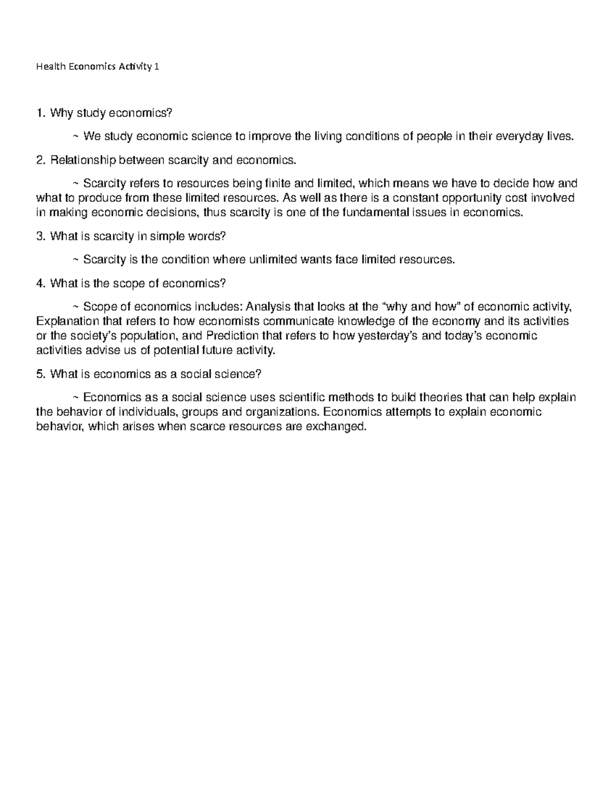 Hecon Activity 1 - Health Economics - Studocu