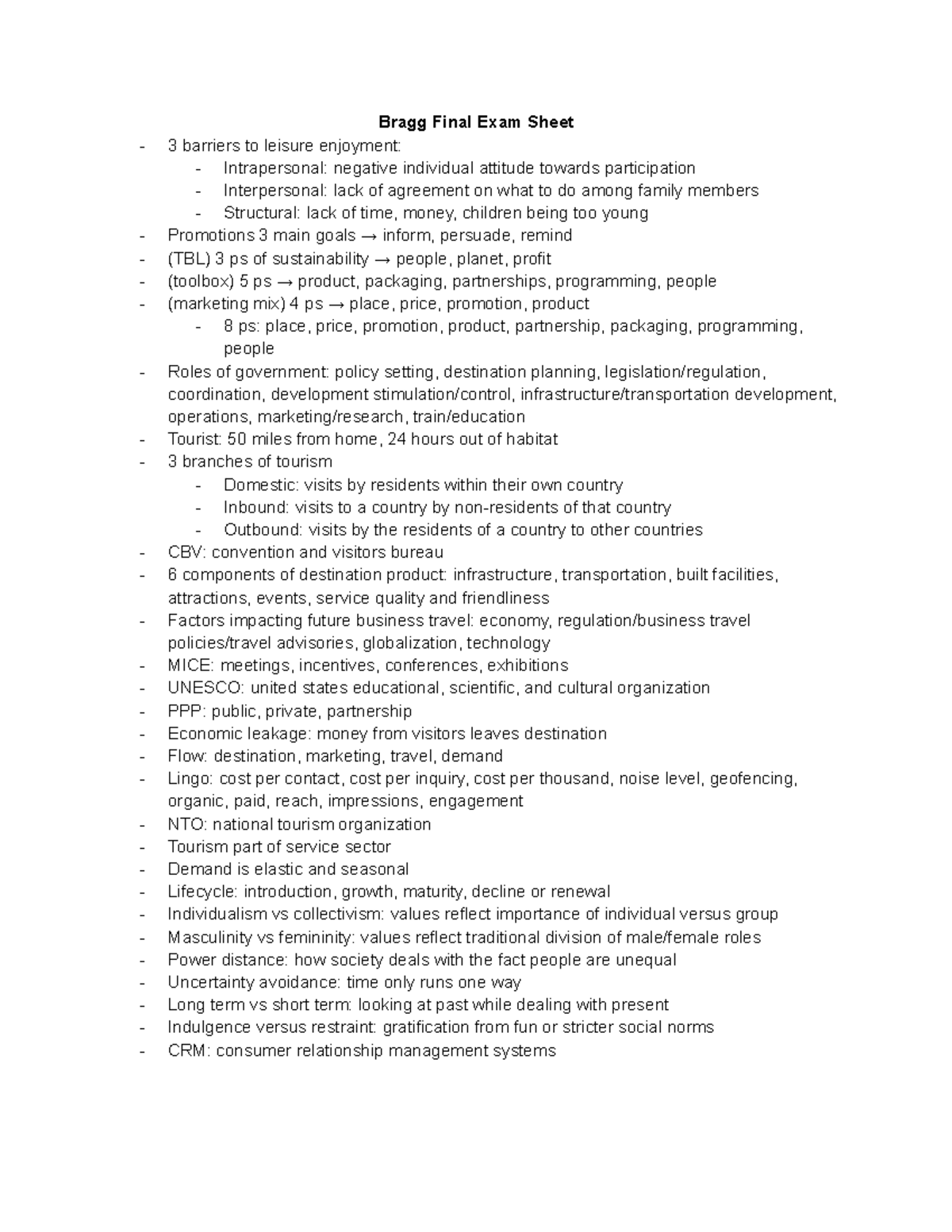 HRTM 280 Final Exam Cheat Sheet: Key Concepts & Definitions - Studocu