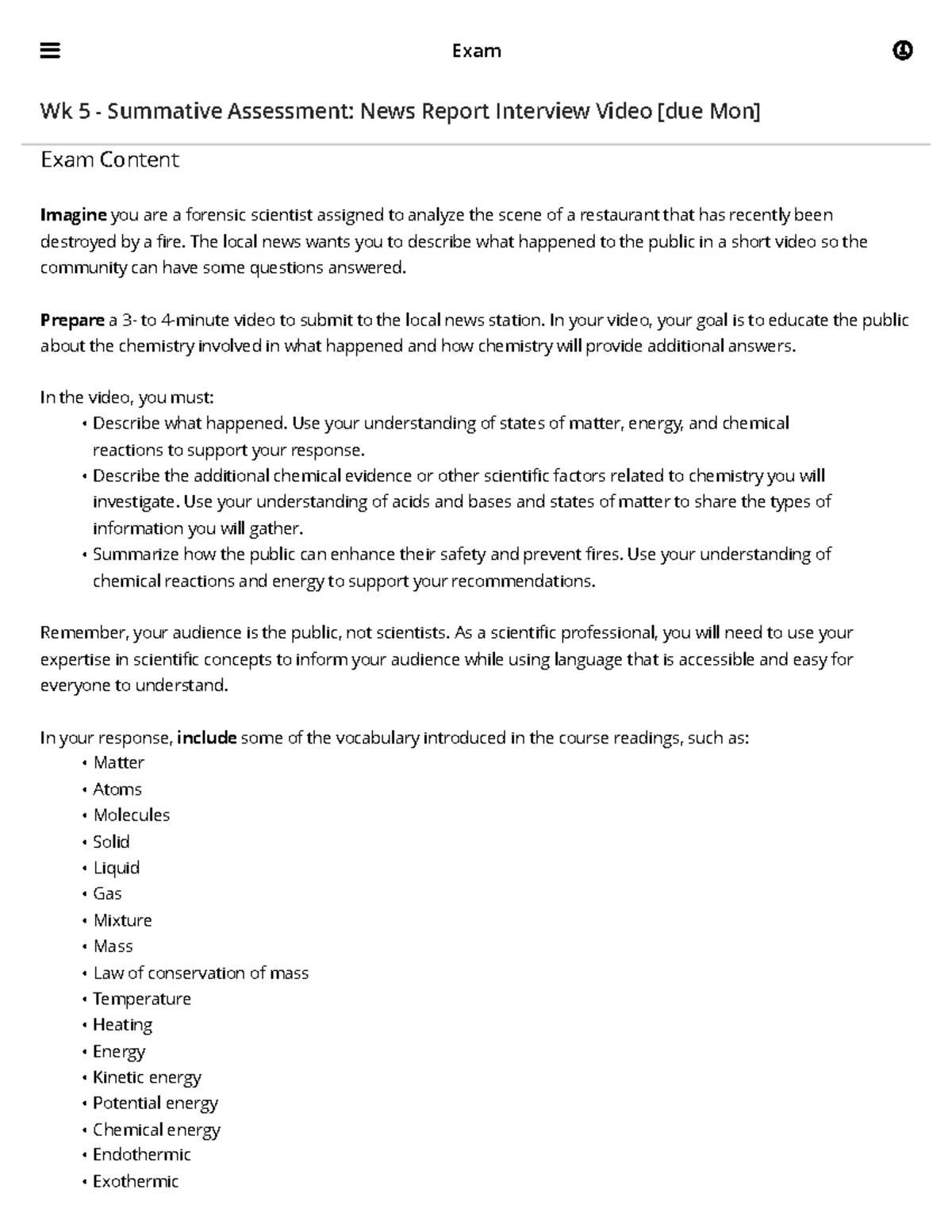 Wk 5 - Summative Assessment: Forensic Science Interview Video - Studocu