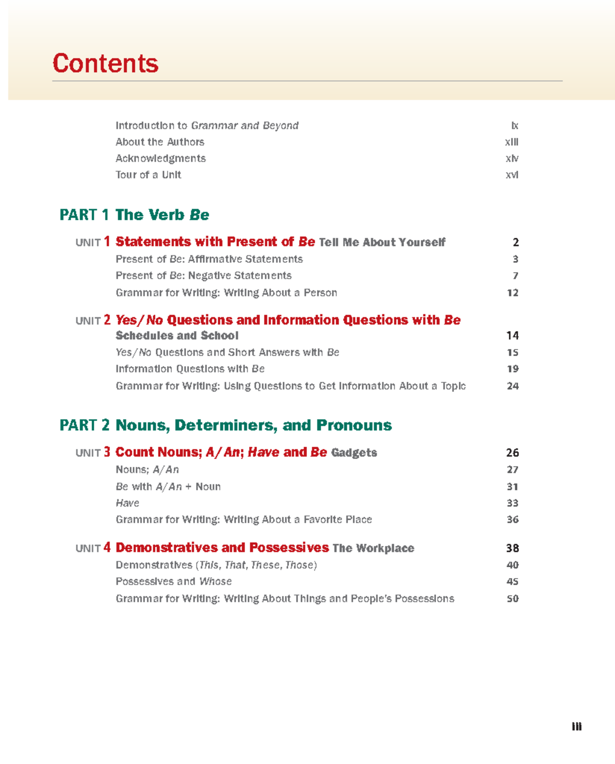 Grammar and Beyond Level 1 Table of Contents - iii Contents ...