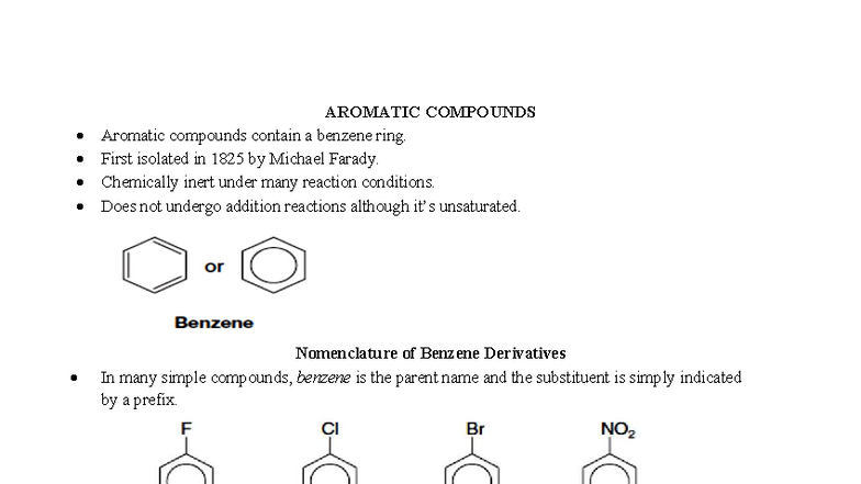 Chapter 5: Aromatic Compounds - CHEM 231-1 Notes - Studocu