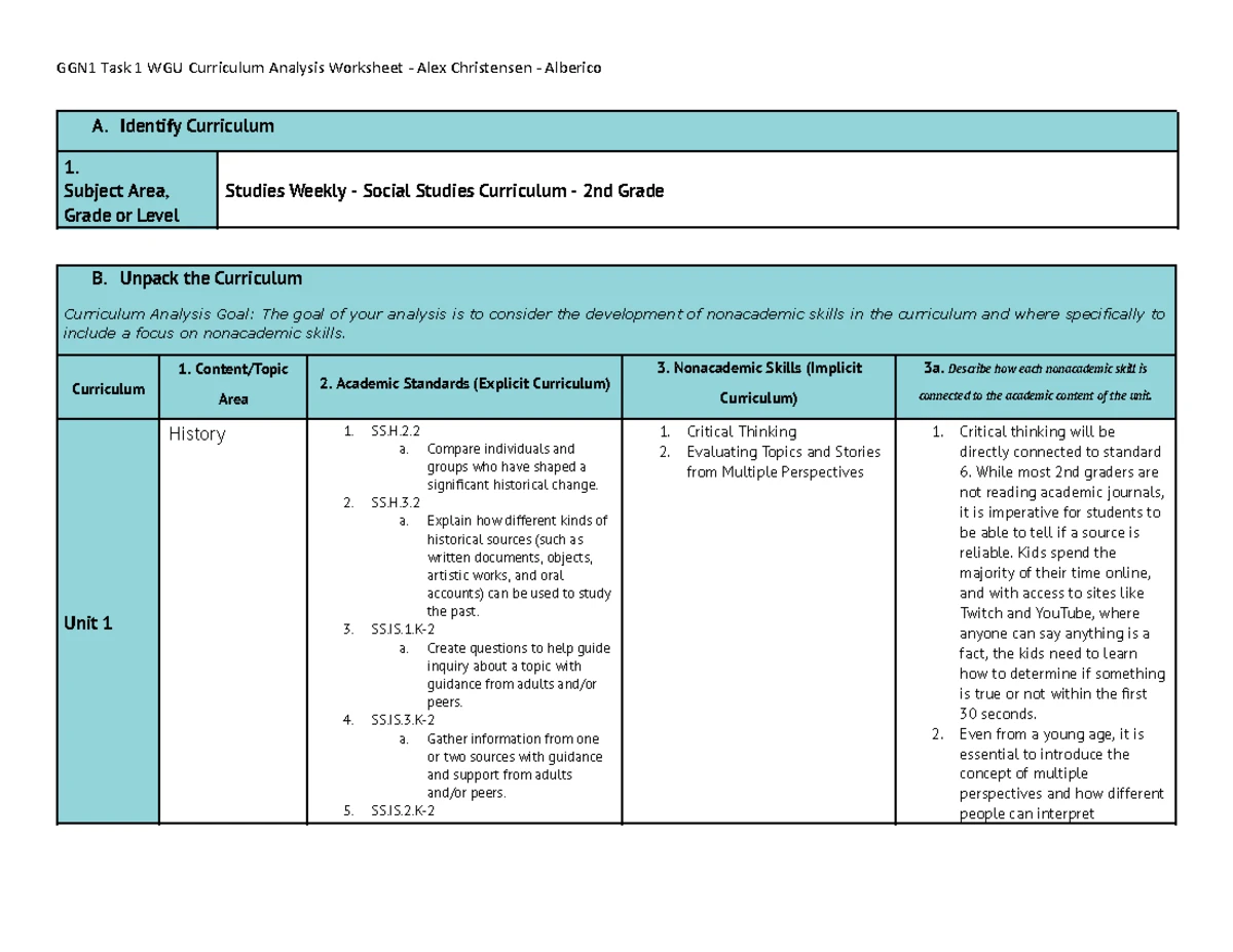 WGU Curriculum Map Template - Task 4 - WGU Curriculum Map Template ...