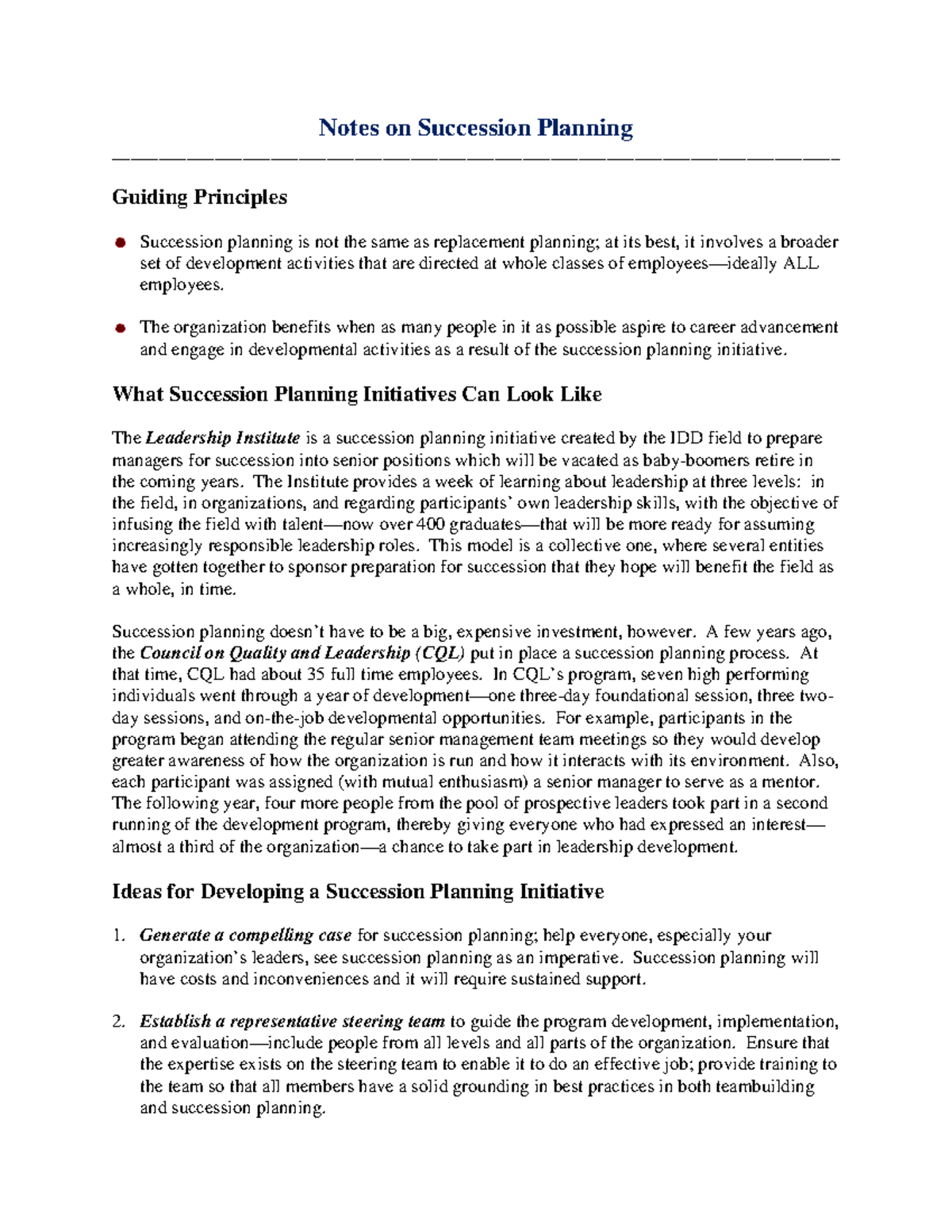 Succession Planning Notes (Course Code: SP-101) - Studocu
