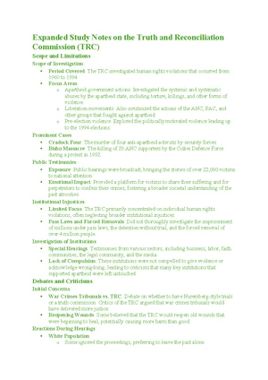 Expanded Study Notes on the Truth and Reconciliation Commission (TRC ...