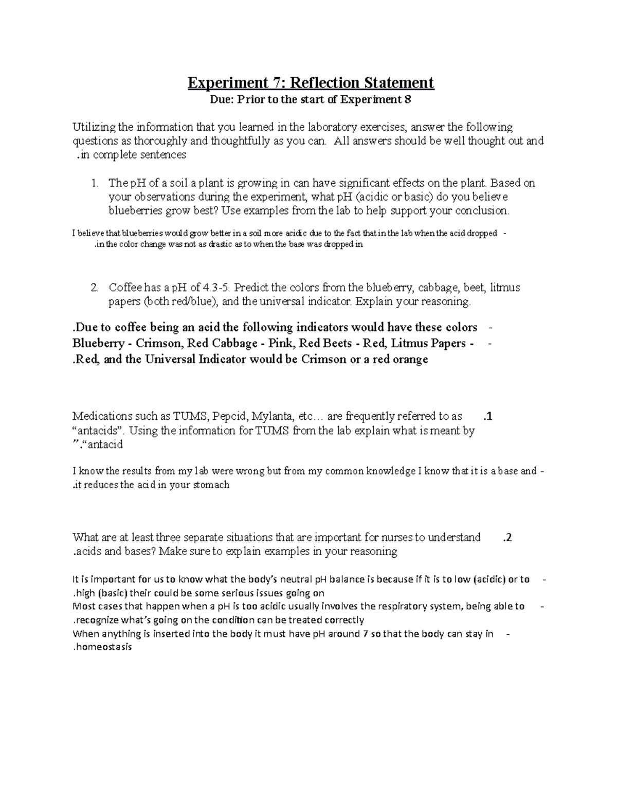 Experiment 7 Reflective Statement - Experiment 7: Reflection Statement ...