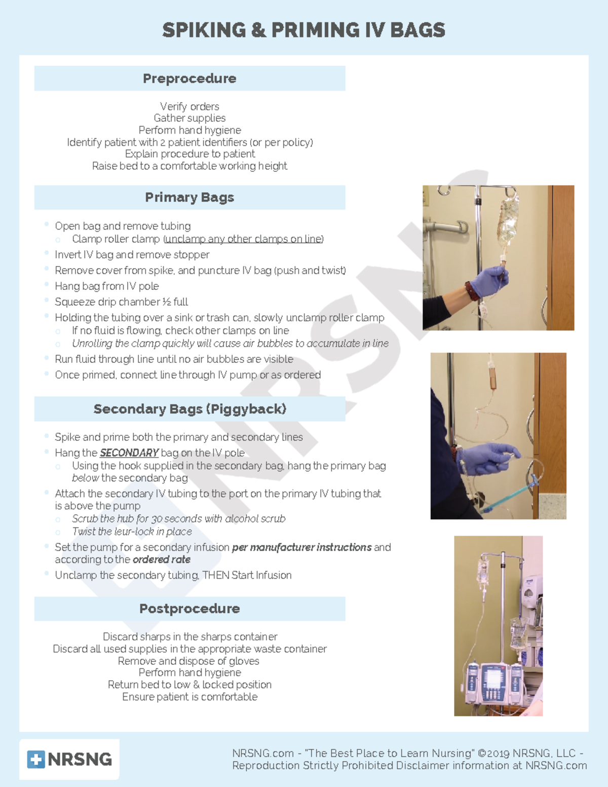 Spiking and Priming IV bags - SPIKING & PRIMING IV BAGS Preprocedure ...