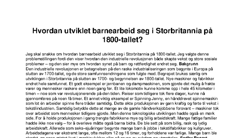 Barnearbeid i Storbritannia på 1800-tallet: Utvikling og Endringer ...