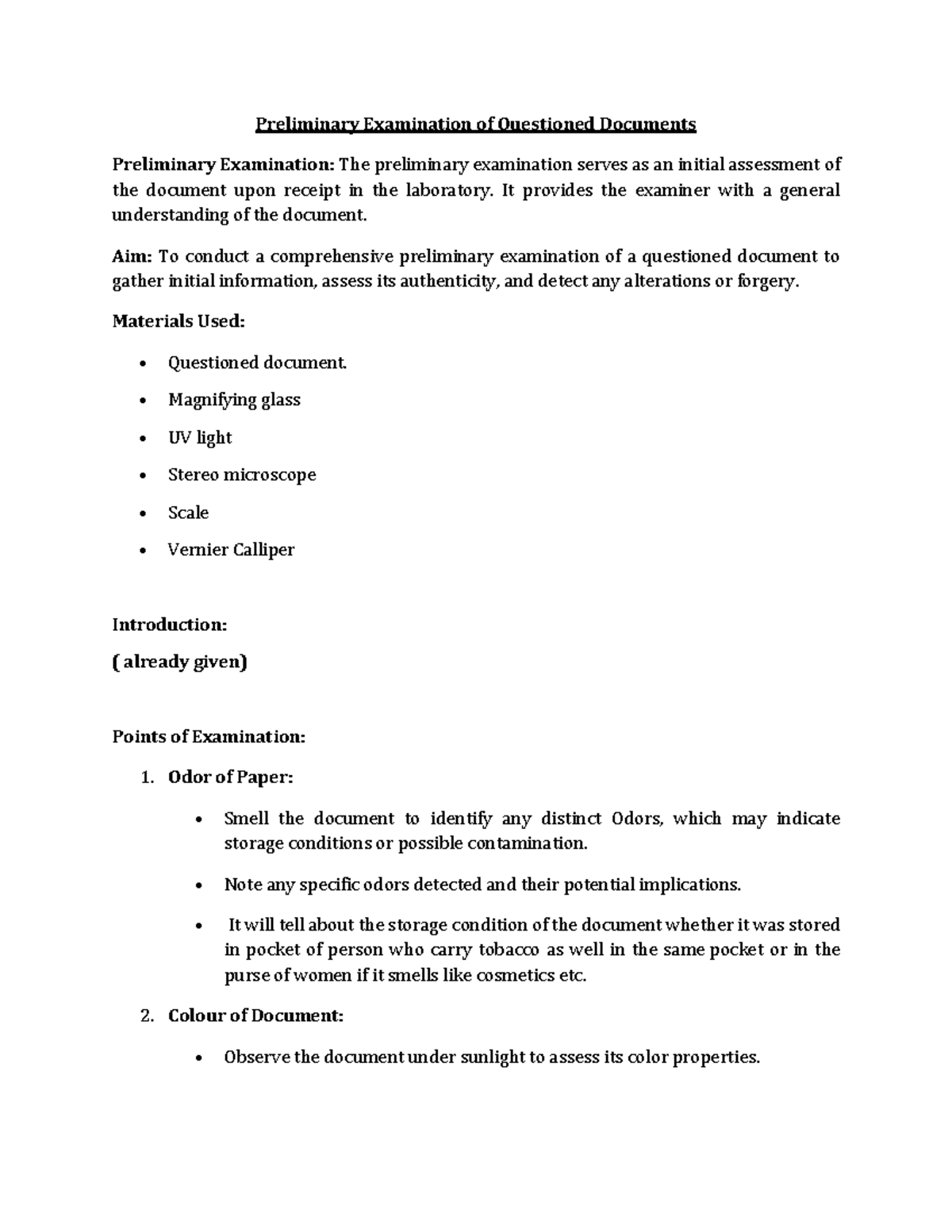 Preliminary Examination of Questioned Documents: A Comprehensive Guide ...