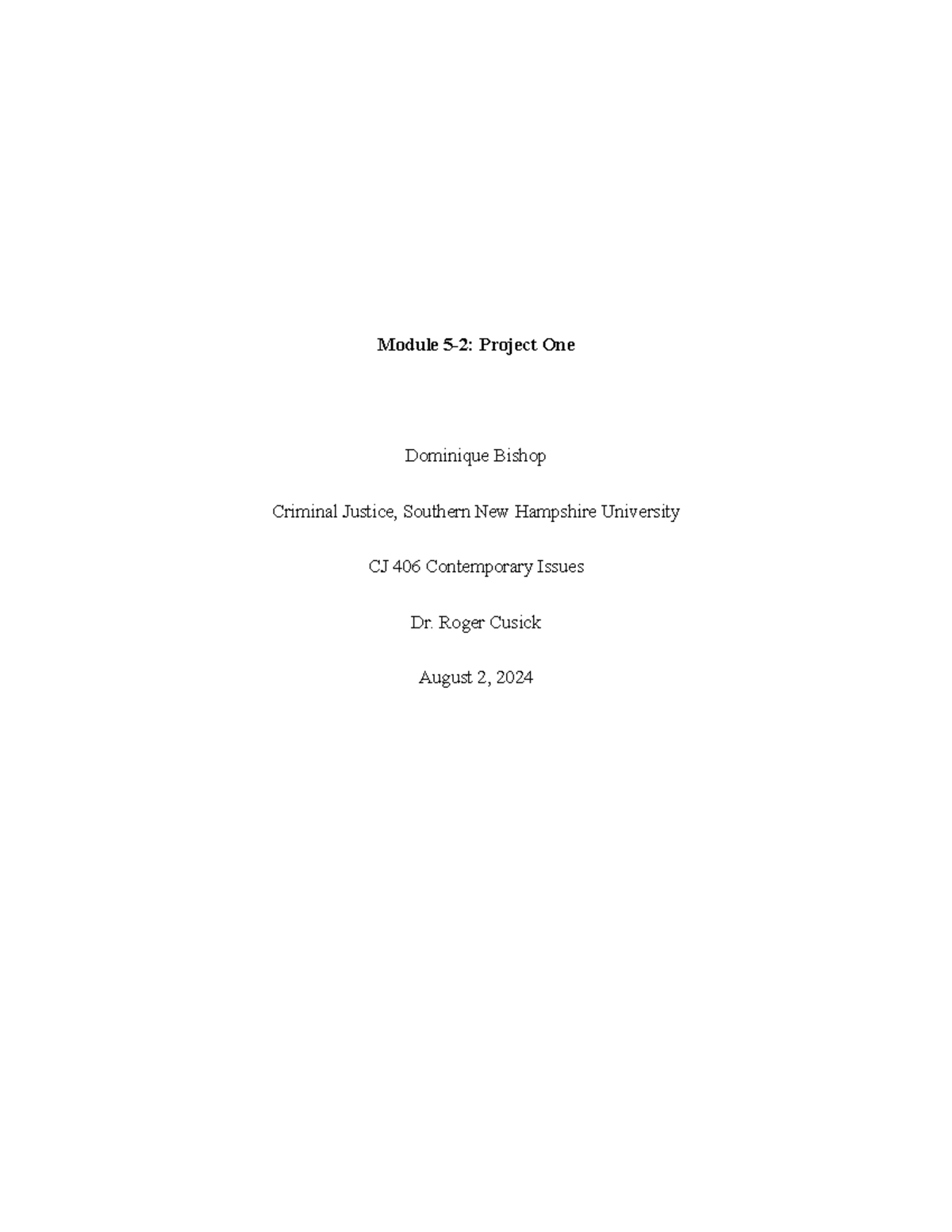Module 5-2 Project One - For reference only. - Module 5-2: Project One ...