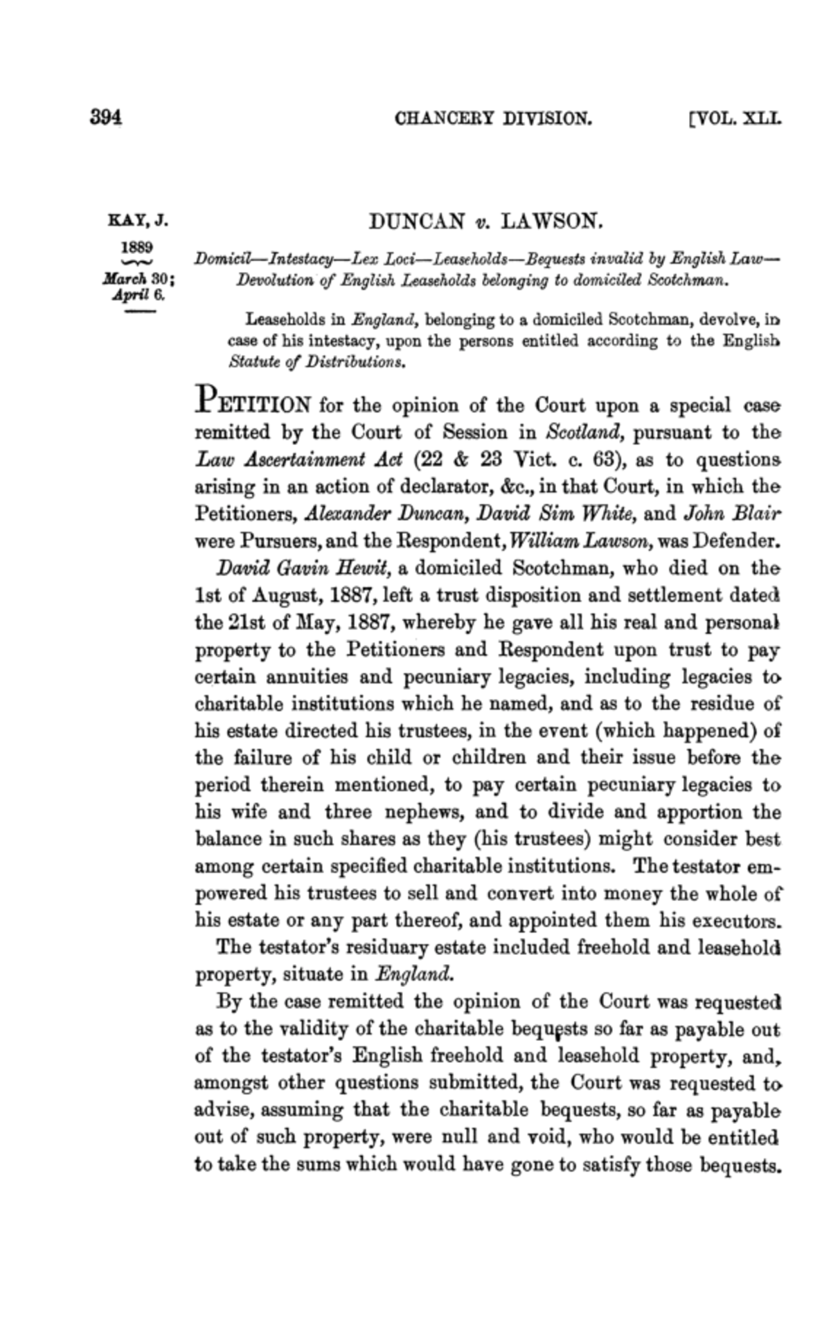 Duncan v. Lawson - C H A N C E E Y D IV IS IO N. [V O L. X L L D U N C ...