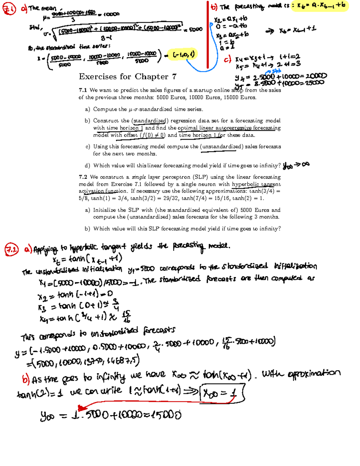 Exercises-7 handwritten answers - Exercises for Chapter 7 7 We want to ...