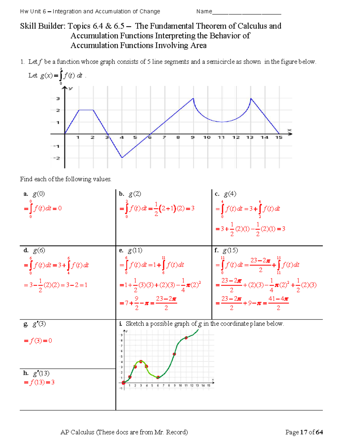 Unit 6 - 6.4 & 6.5 Calculus Homework Key and Solutions - Studocu