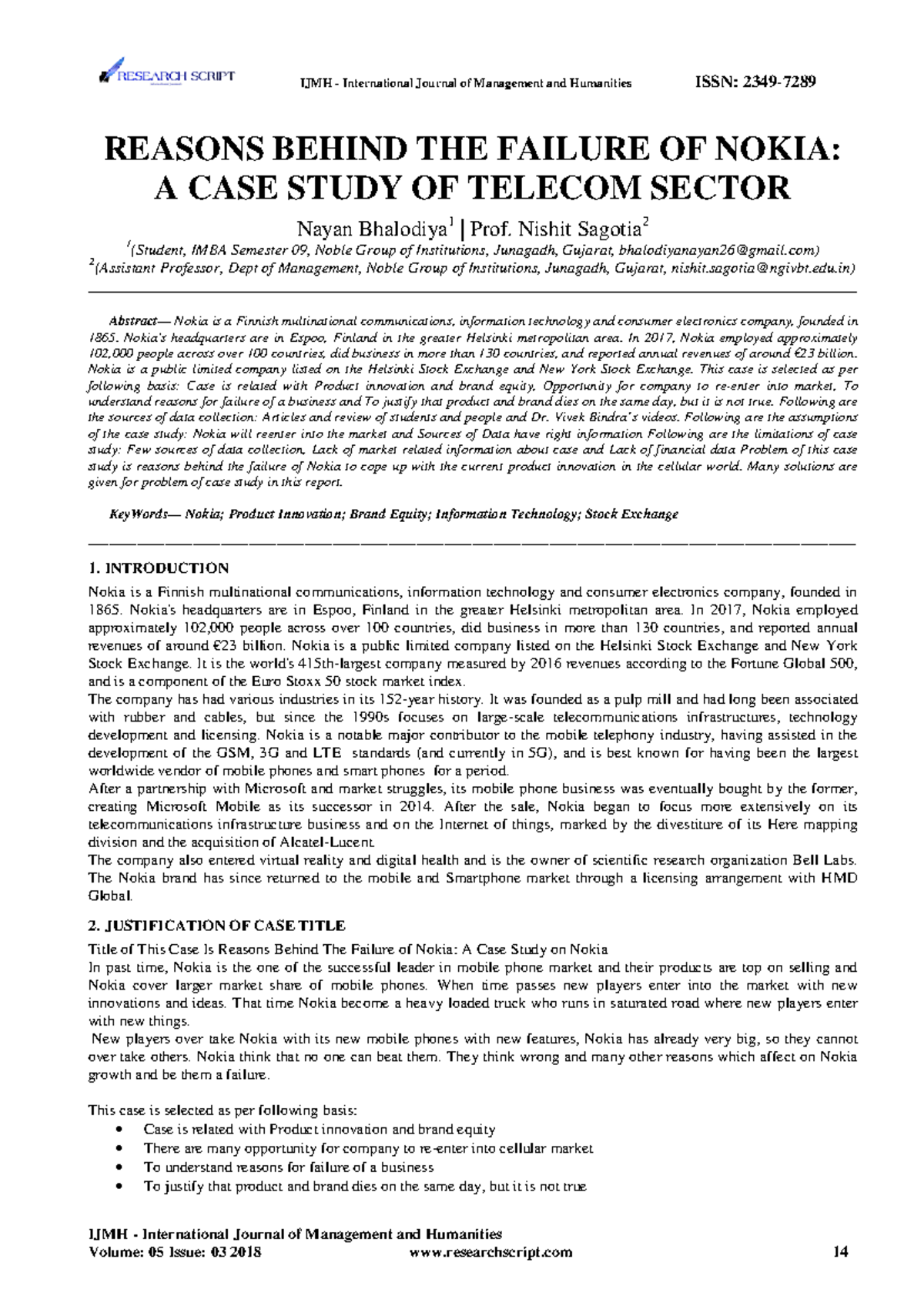 Nokia Case Study: Analyzing Failure Reasons and Recovery Solutions ...