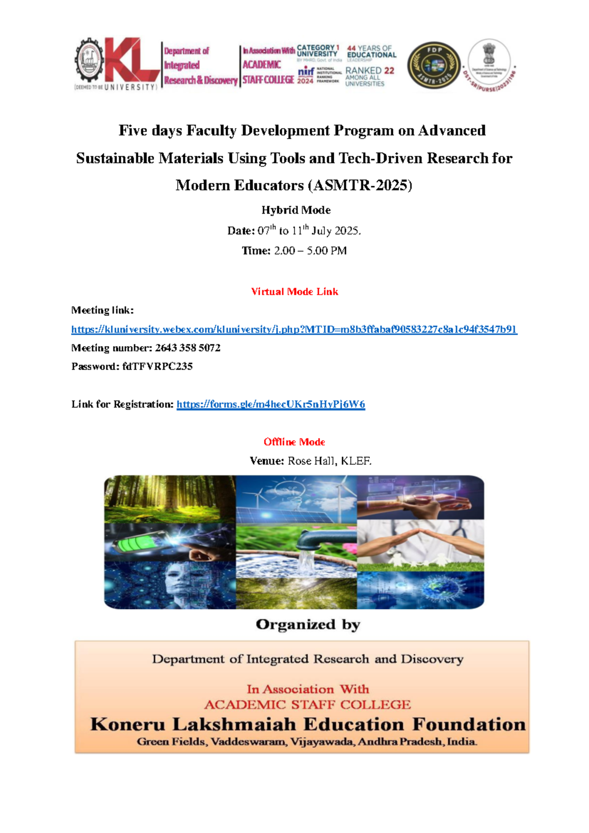 FDP 2025: Advanced Sustainable Materials for Educators - Studocu