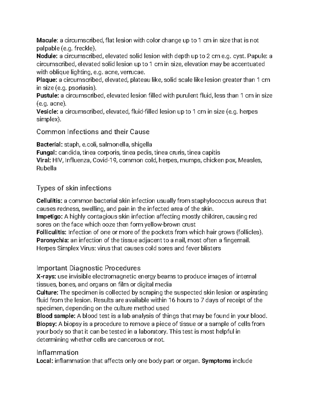 Patho quiz 2 study guide - Macule: a circumscribed, flat lesion with ...