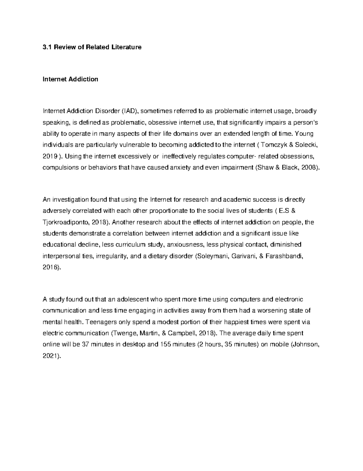 Chapter 2 RRL: Internet Addiction and Its Impact on Performance Task ...