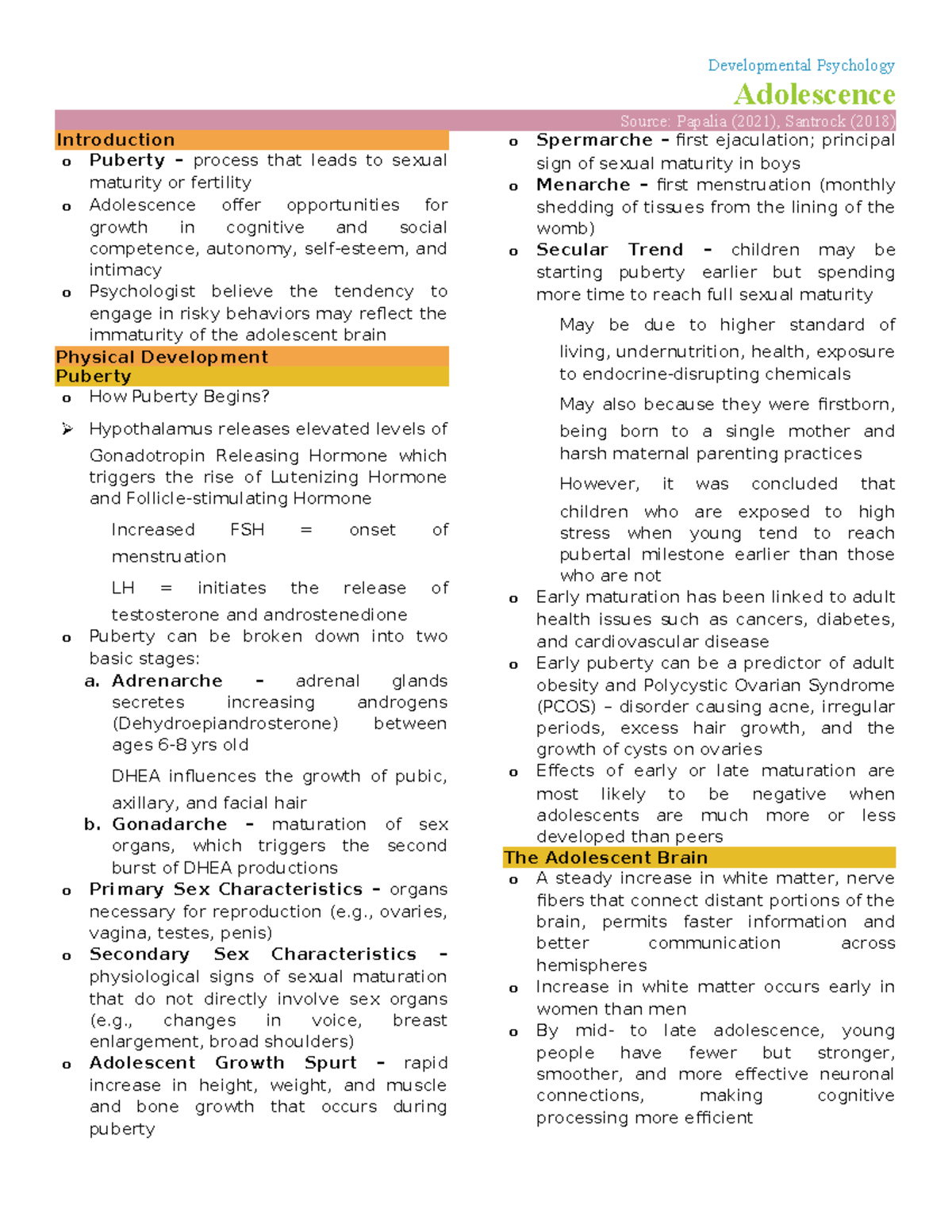 DEV Psych Adolescence - Overview and Key Concepts in Development - Studocu