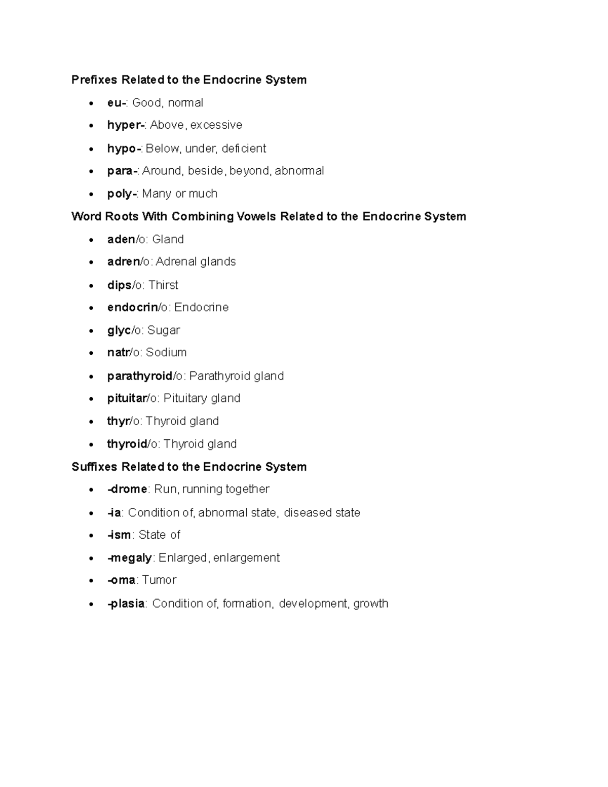Endocrine System Terms - Prefixes Related to the Endocrine System - eu ...
