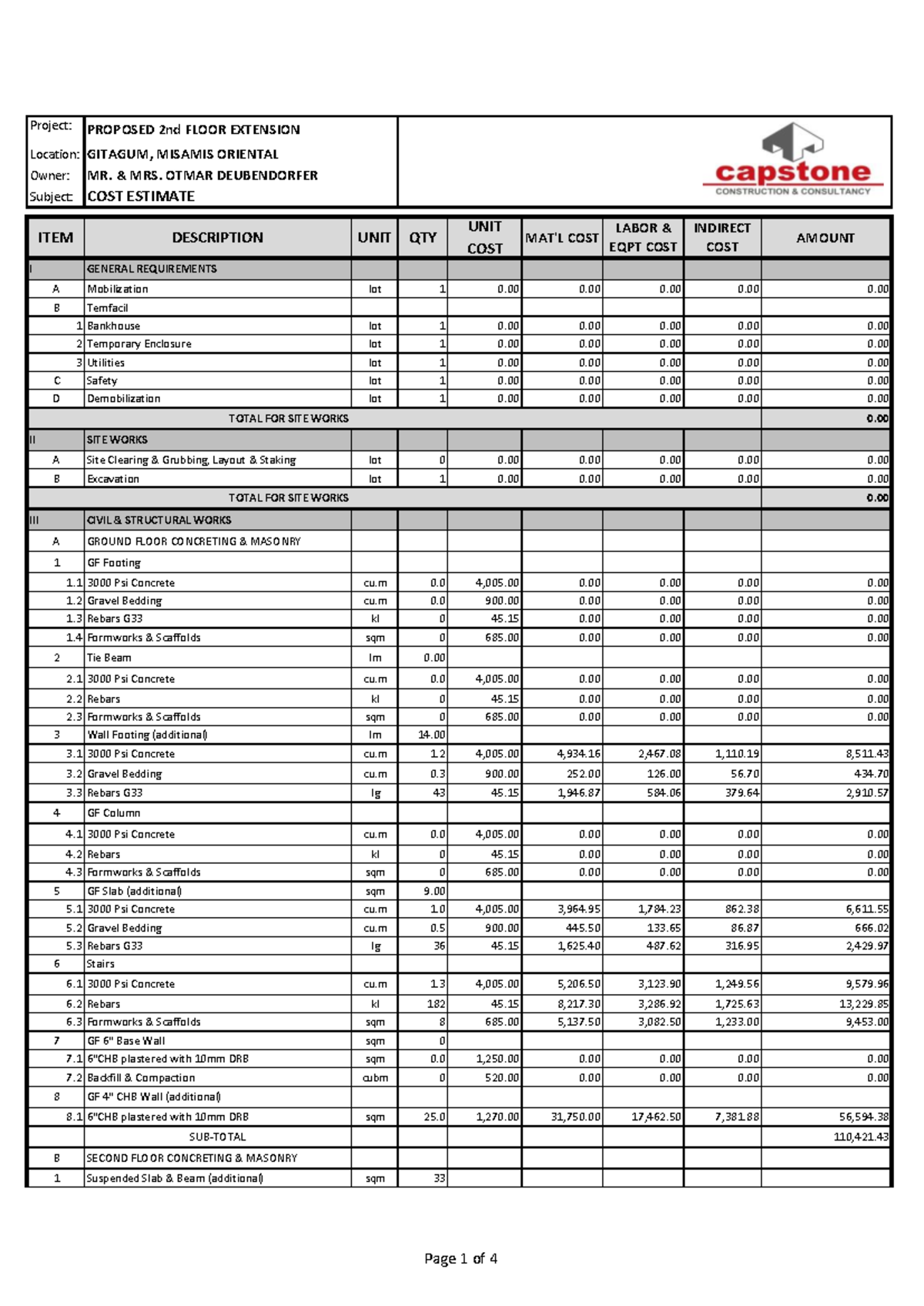 Sample Bill of Materials for Residential Construction (ENGR 100) - Studocu