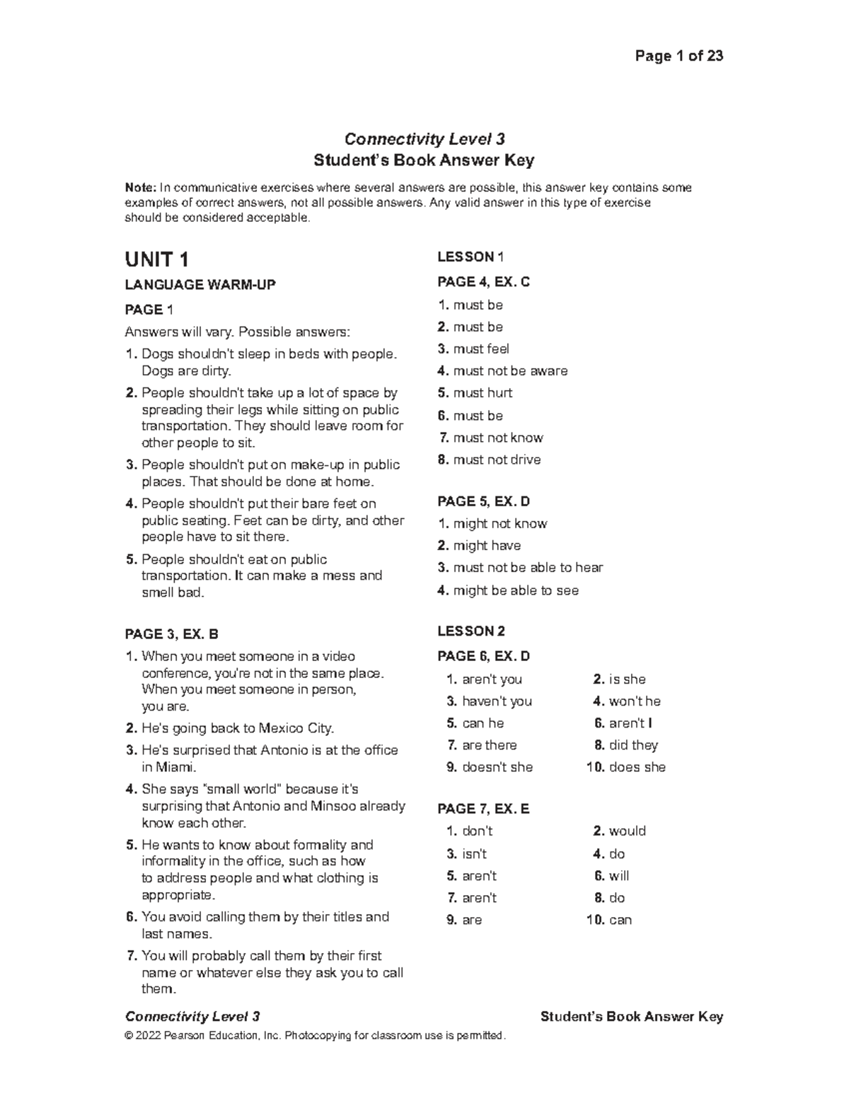 Connectivity Level 3 Book Answer Key: Comprehensive Guide - Studocu