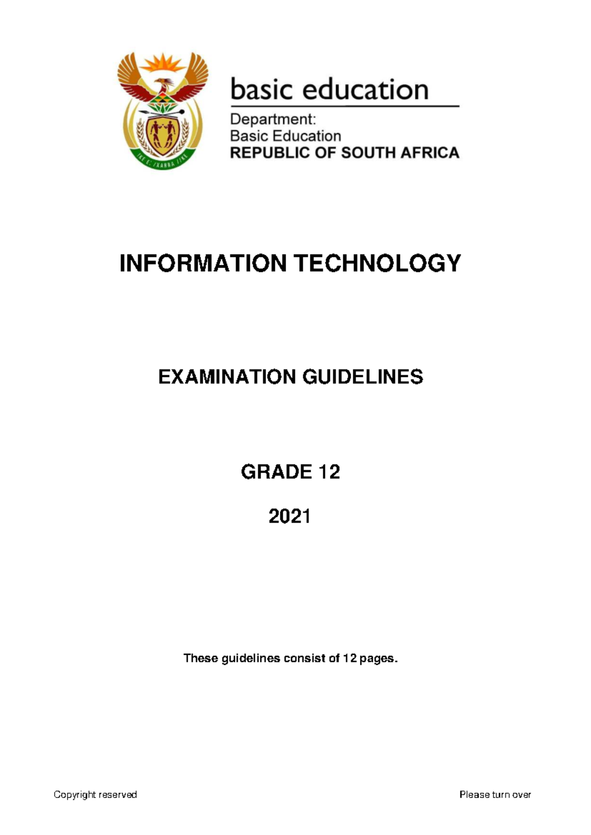 Information Technology 2 Grade 12 Final Exam Guidelines 2021 - Studocu