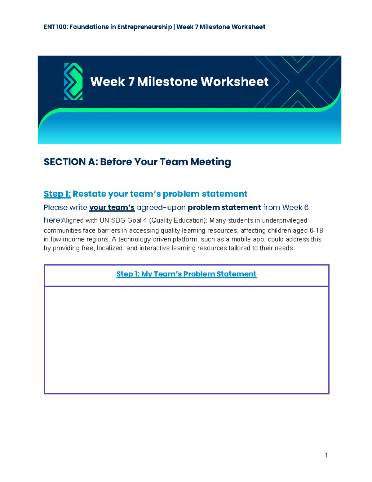 Week 7 Milestone Worksheet Completed - Week 7 Milestone Worksheet ...