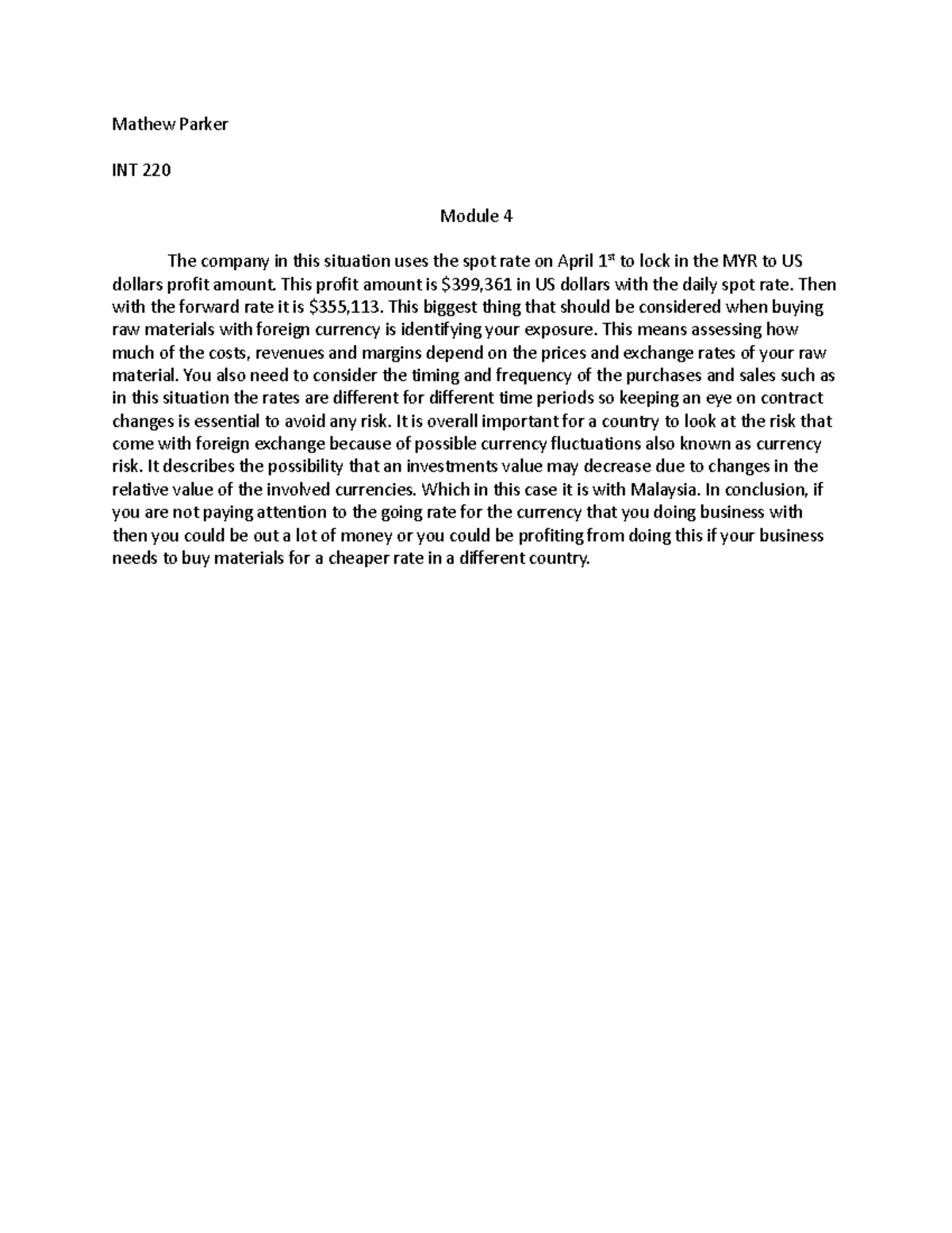 INT 220 Module 4 - Mathew Parker INT 220 Module 4 The company in this ...