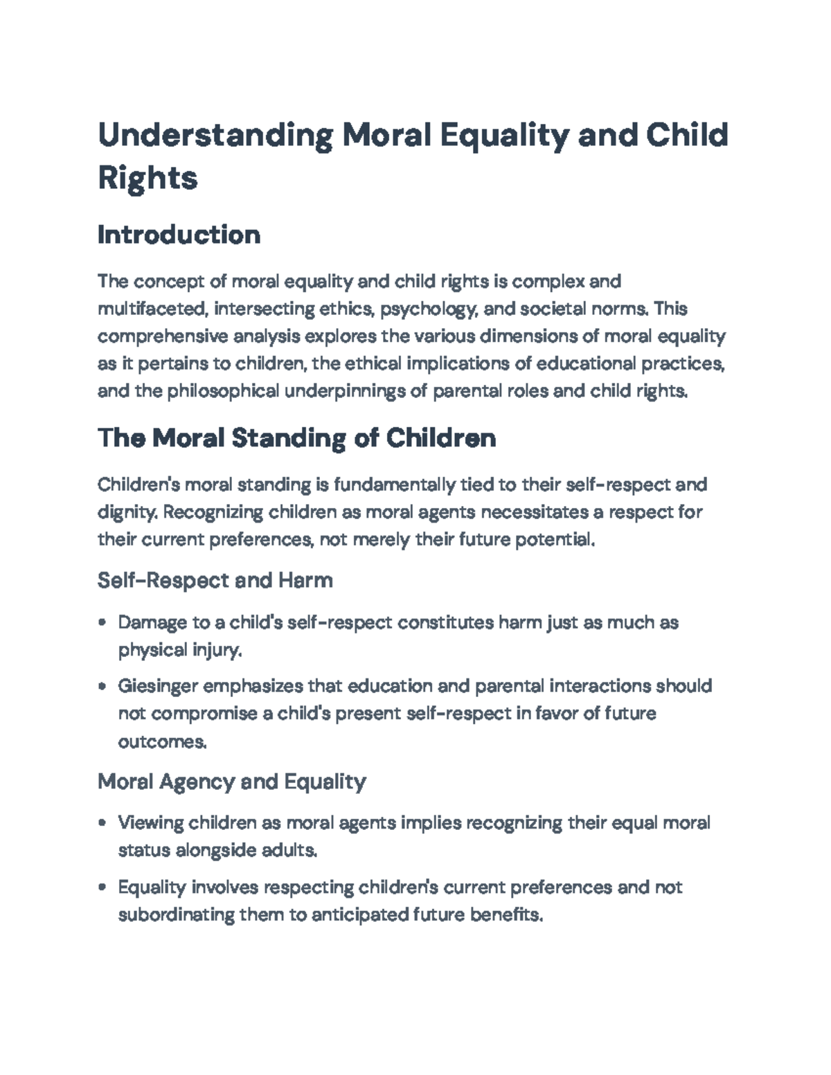 Understanding Moral Equality and Child Rights: An Ethical Analysis ...