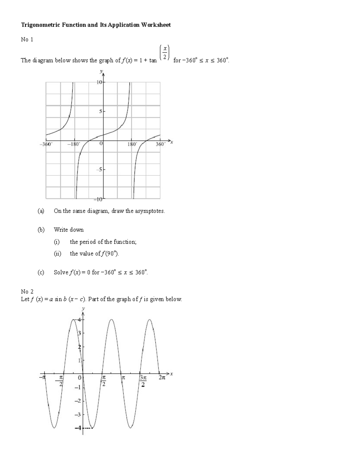 Trigonometric Functions & Applications Worksheet (Math 101) - Studocu
