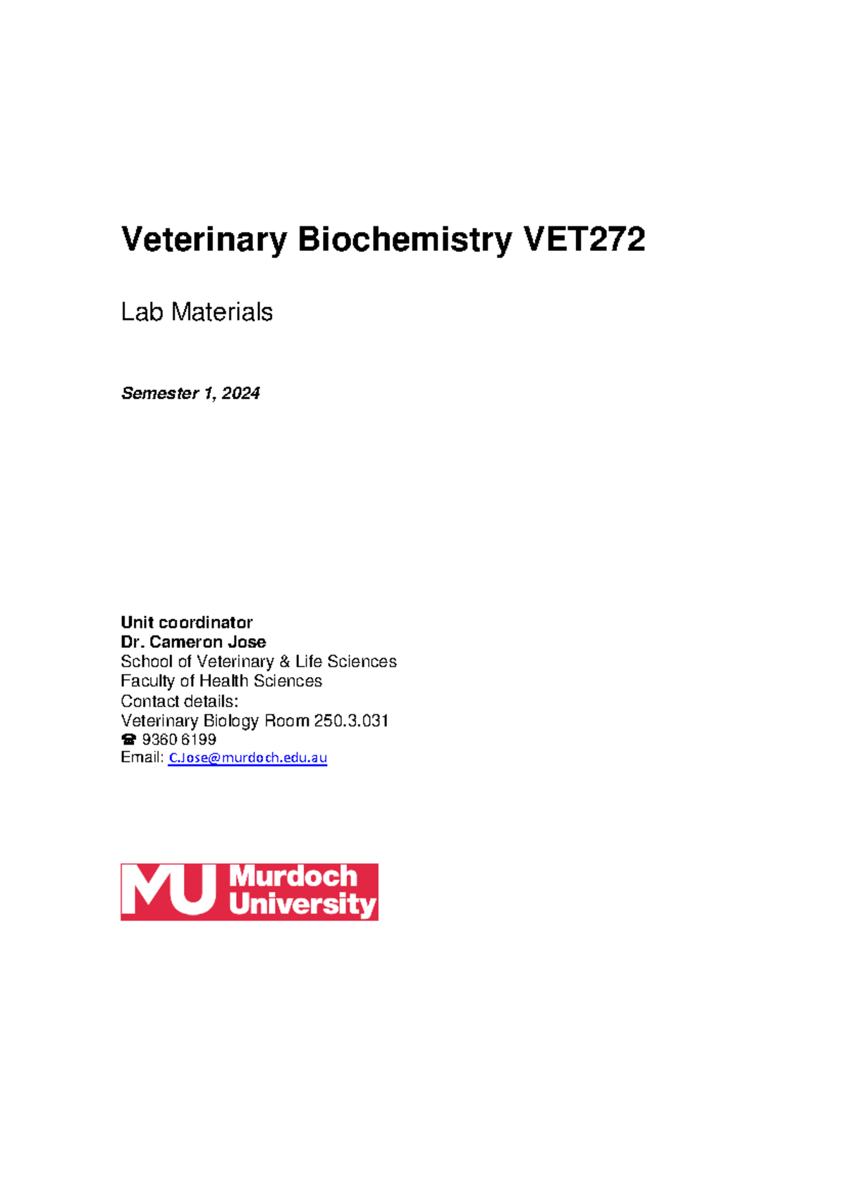 VET272 Lab Manual 2024: Enzyme Assay Techniques & Safety Protocols ...