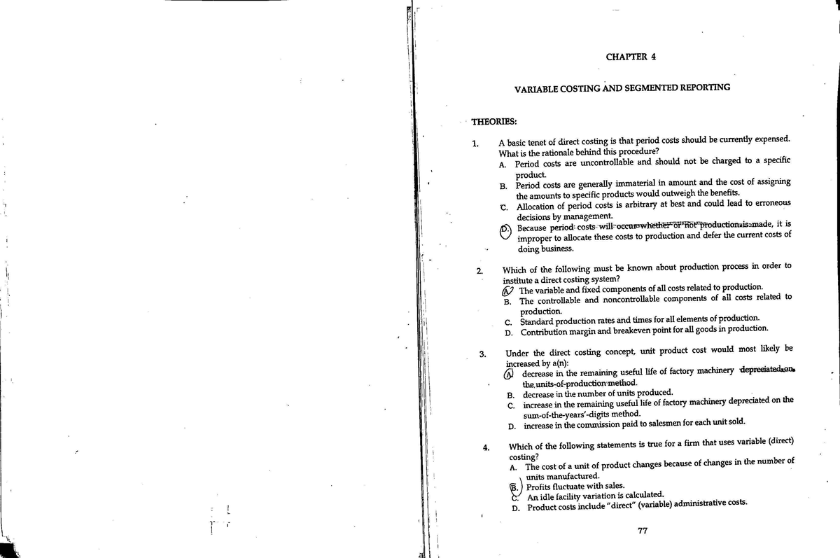 CH 4 Variable Costing and Variance Analysis: Key Concepts and ...