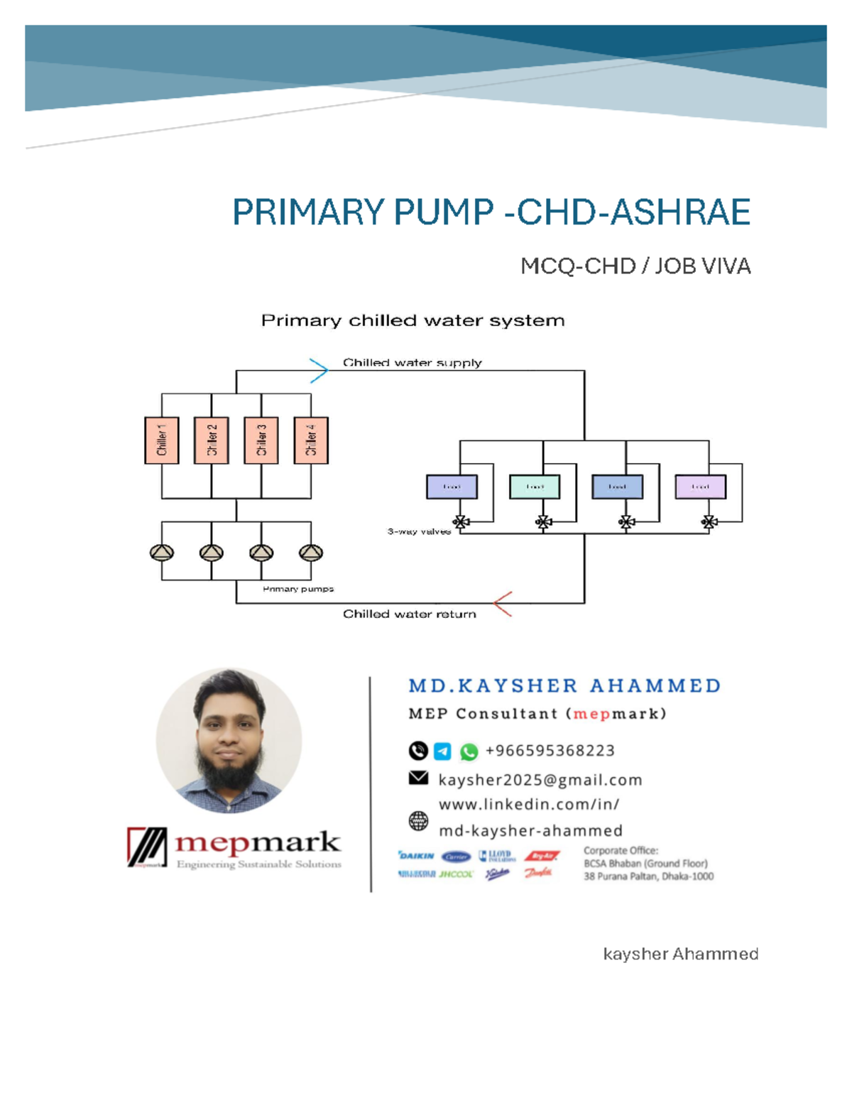 1 - HVAC Manpower Arrangement -2 - PRIMARY PUMP - CHD-ASHRAE MCQ-CHD ...