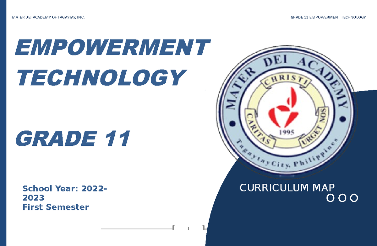 Curriculum Map Emp Tech - CURRICULUM MAP EMPOWERMENT TECHNOLOGY GRADE ...