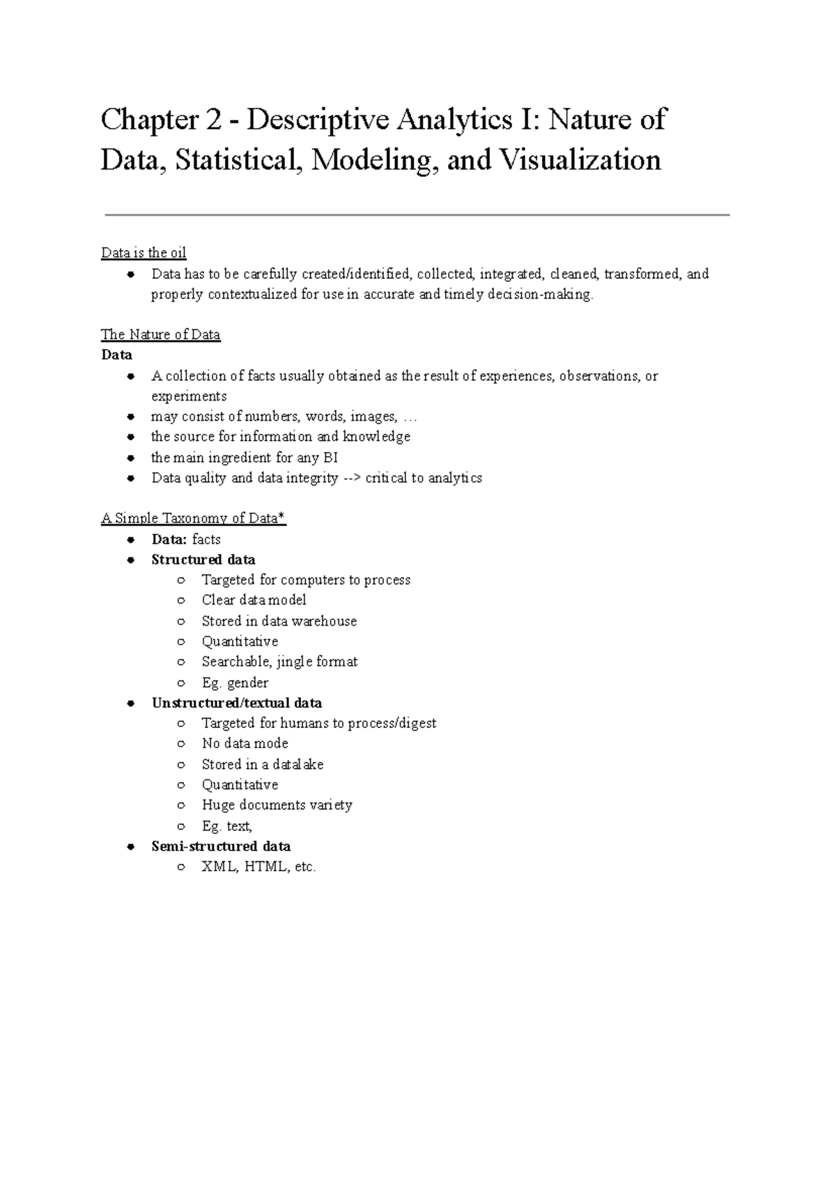Chapter 2 - Descriptive Analytics I: Understanding Data & Visualization - Studocu