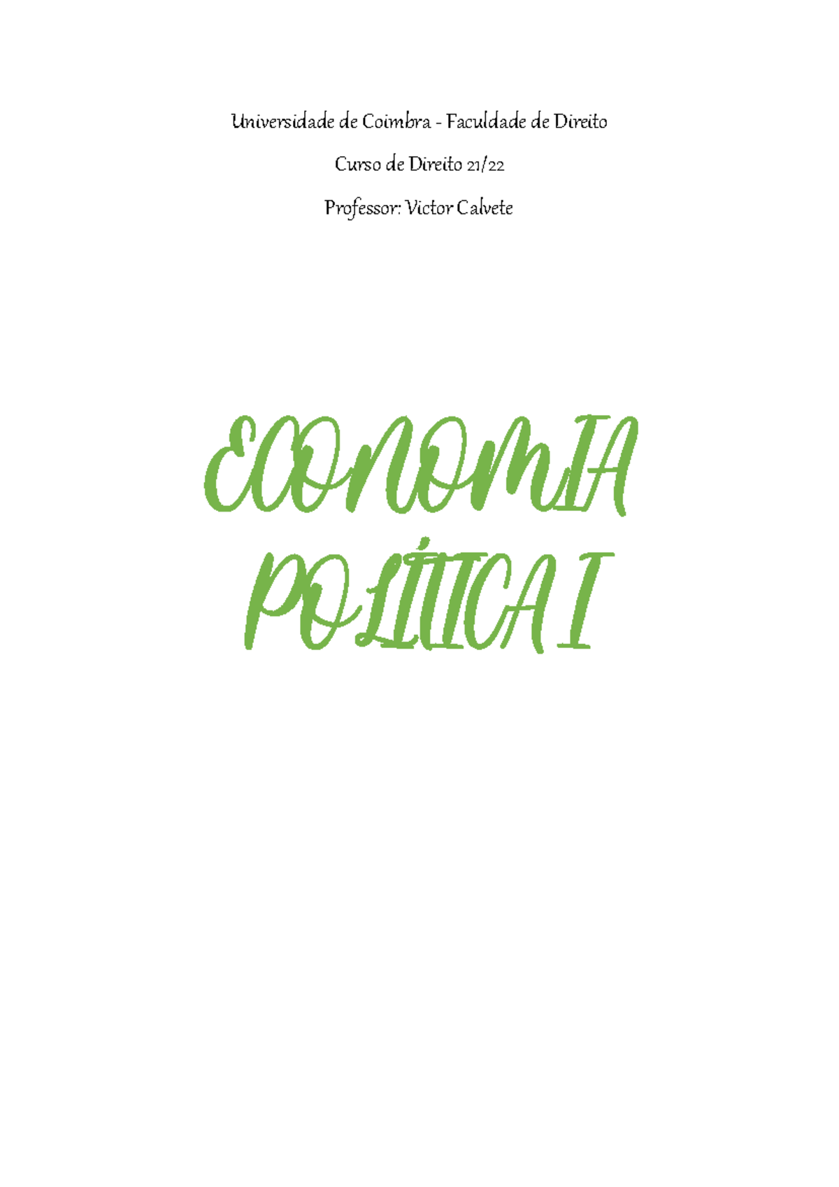 Sebenta de economia - Universidade de Coimbra - Faculdade de Direito ...