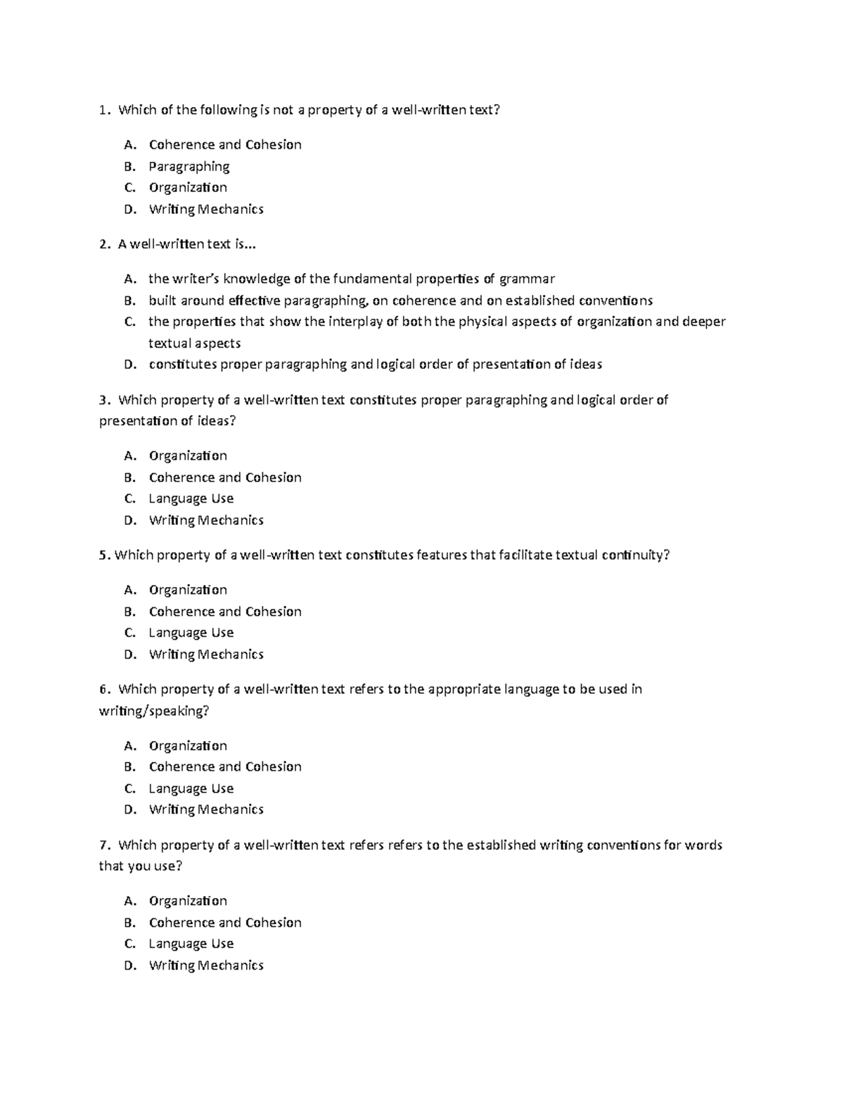 Properties of a Well-Written Text: Key Features and Examples - Studocu