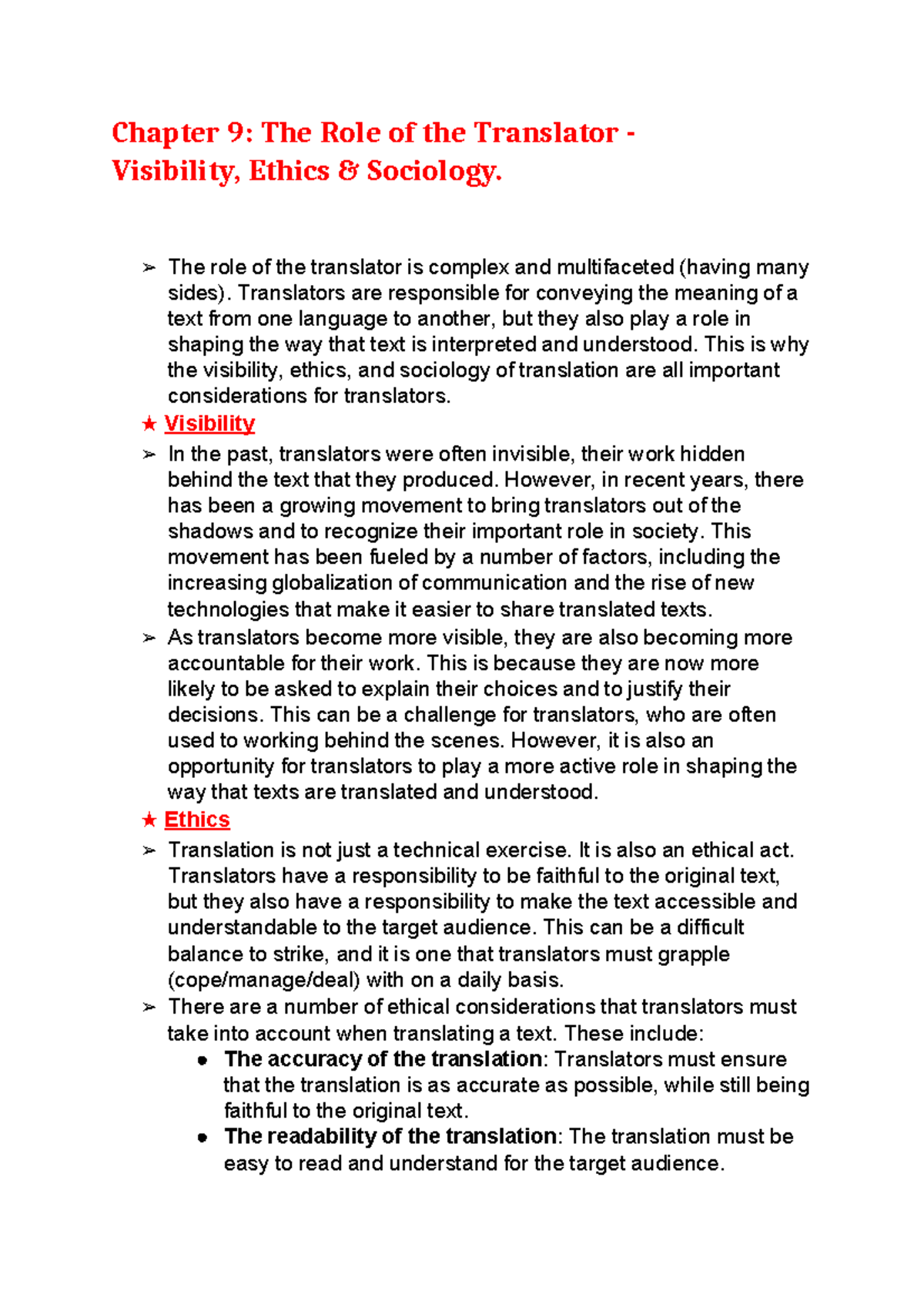 Chapter 9: The Role of the Translator - Visibility, Ethics, Sociology ...