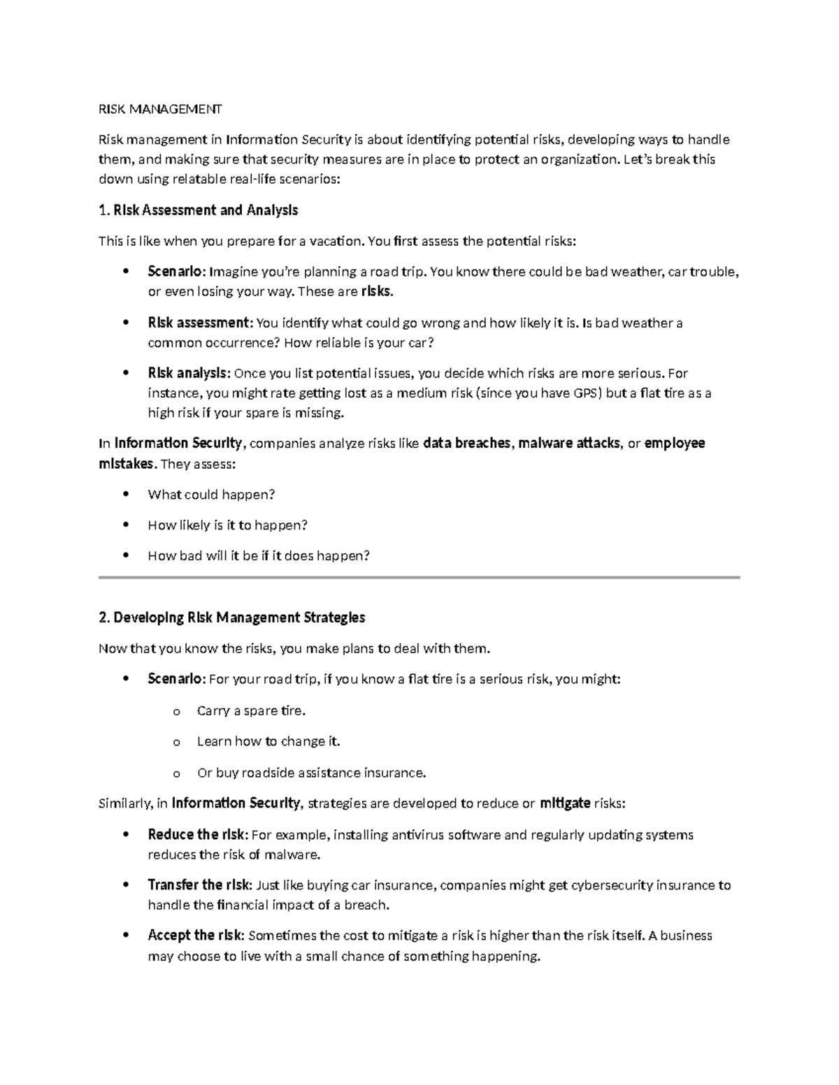 RISK 101: Notes on Risk Management in Information Security - Studocu