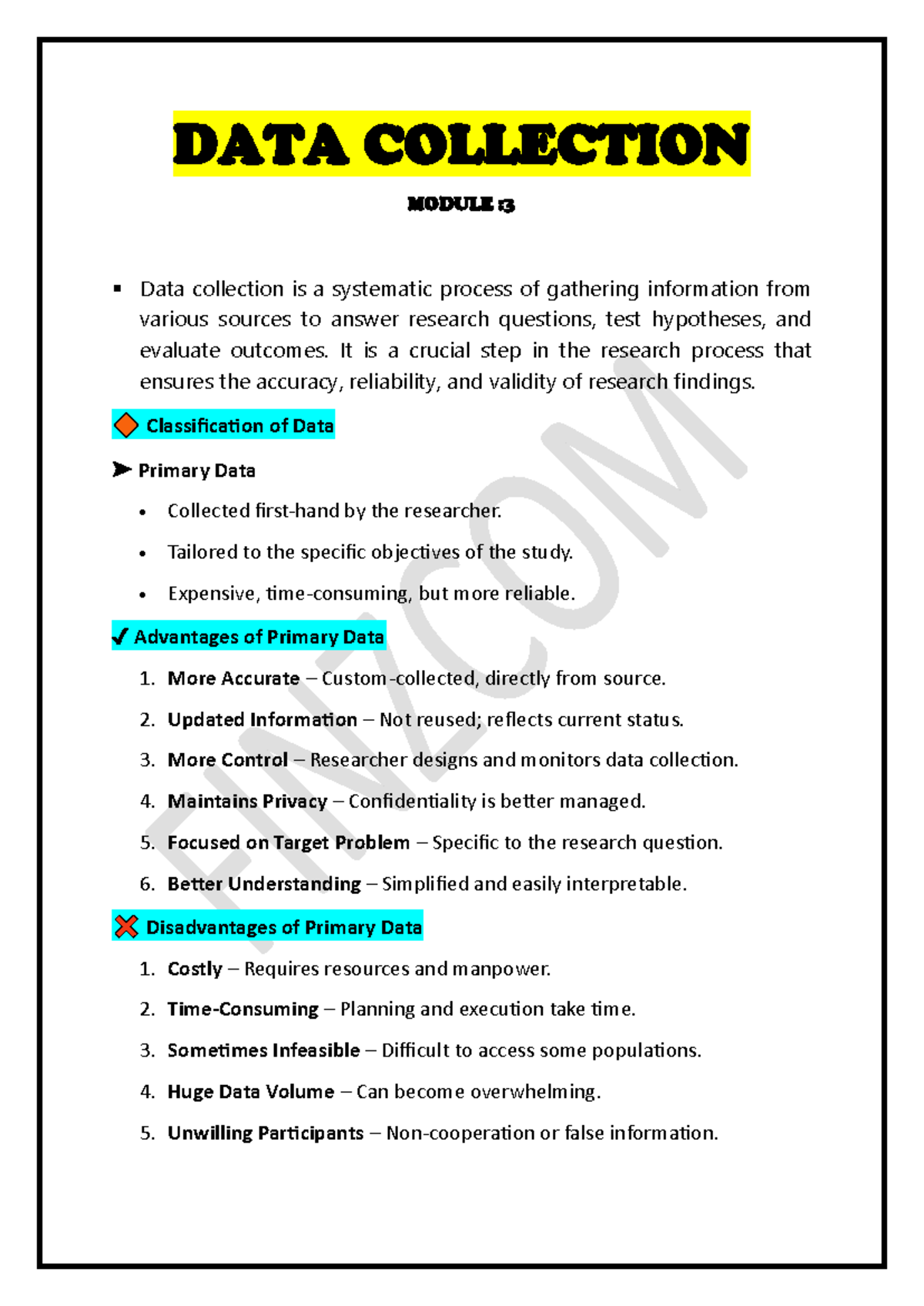 BRM 3: Data Collection Methods and Techniques Short Notes - Studocu