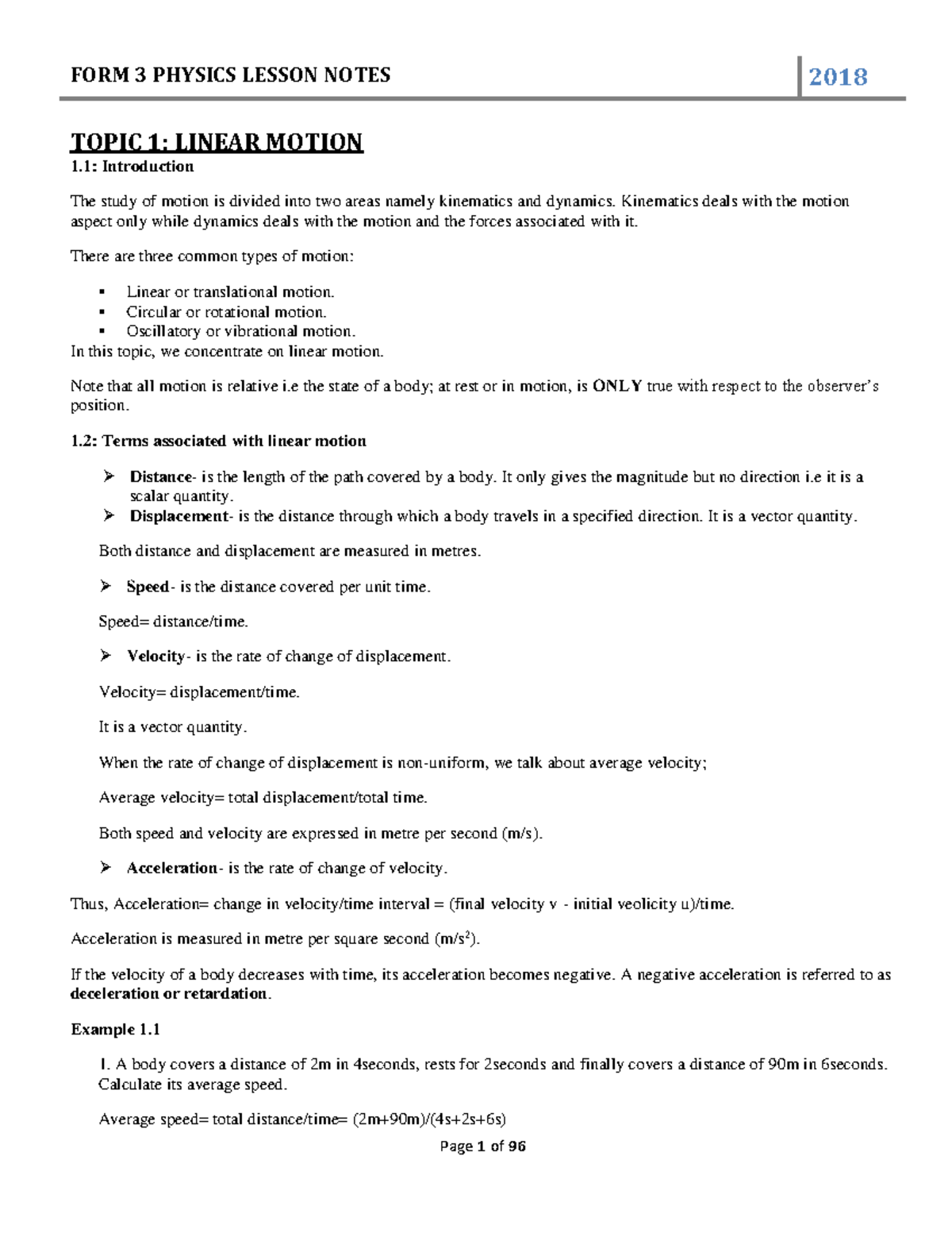 KLB Physics Bk 3 - Linear Motion and Newton's Laws Review - Studocu