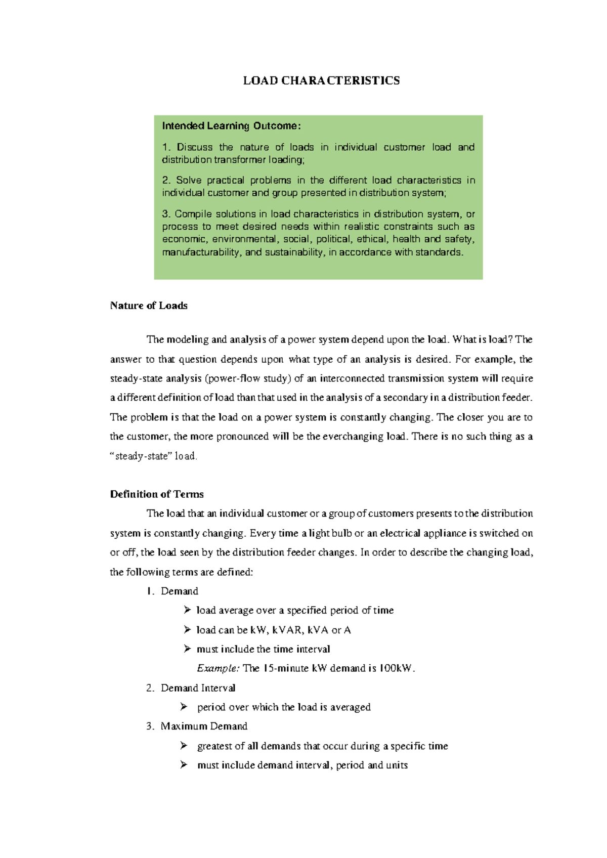 LOAD CHARACTERISTICS: Understanding Customer Demand in Distribution ...